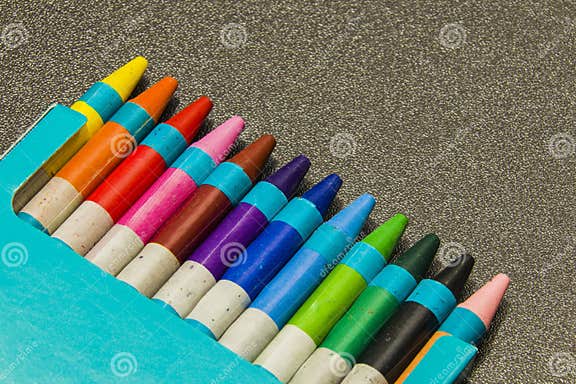 Colour Crayons on a Dark Grey Background Stock Photo - Image of ...