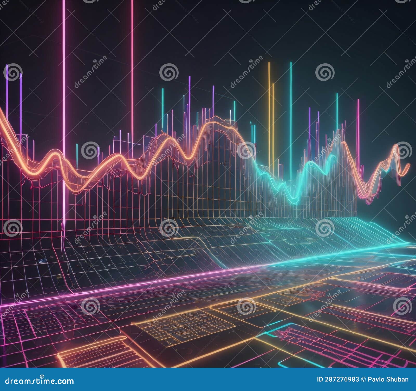 Colour electric waves. stock illustration. Illustration of darkness ...