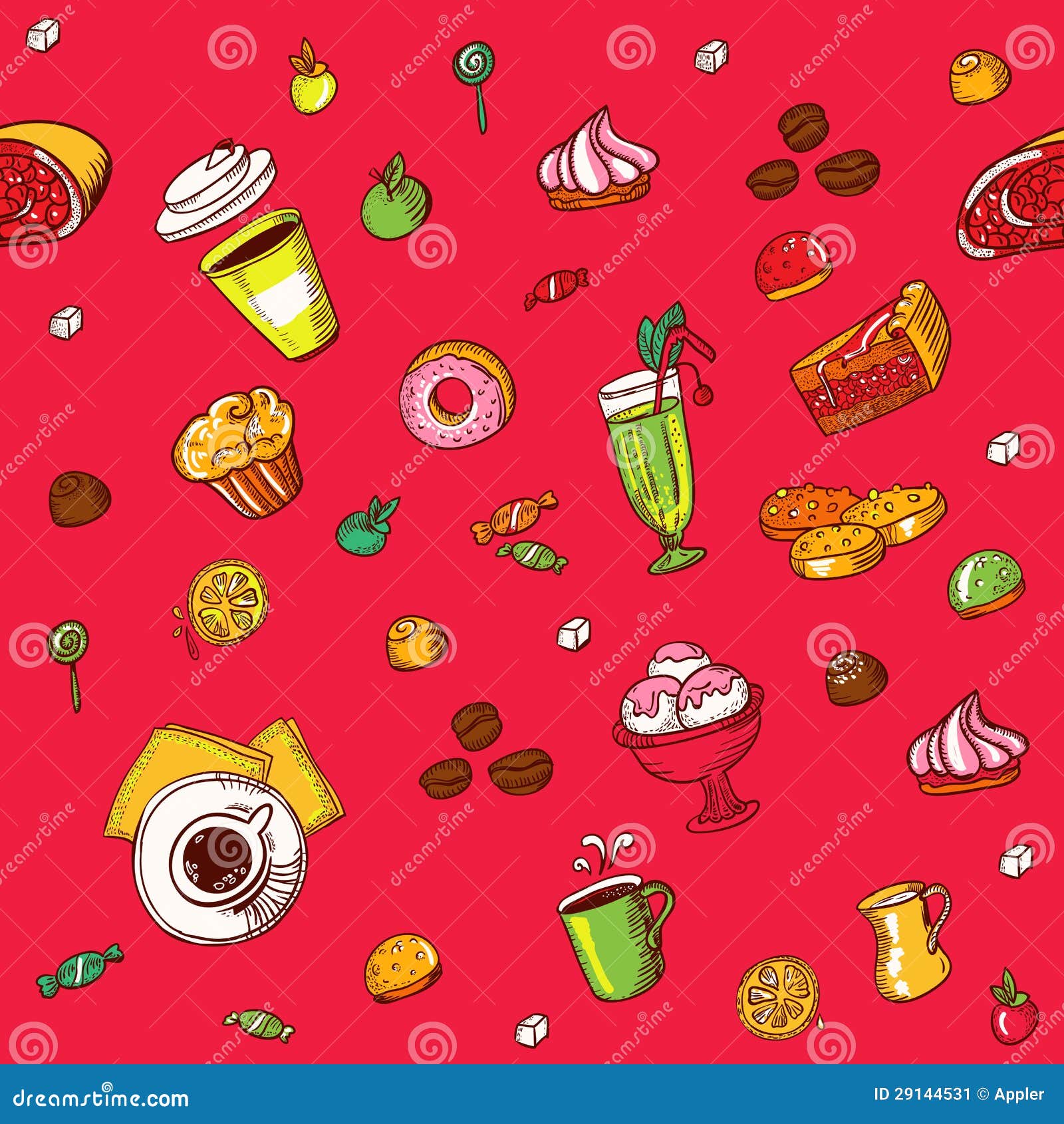 Colour food pattern stock illustration. Illustration of sweets - 29144531
