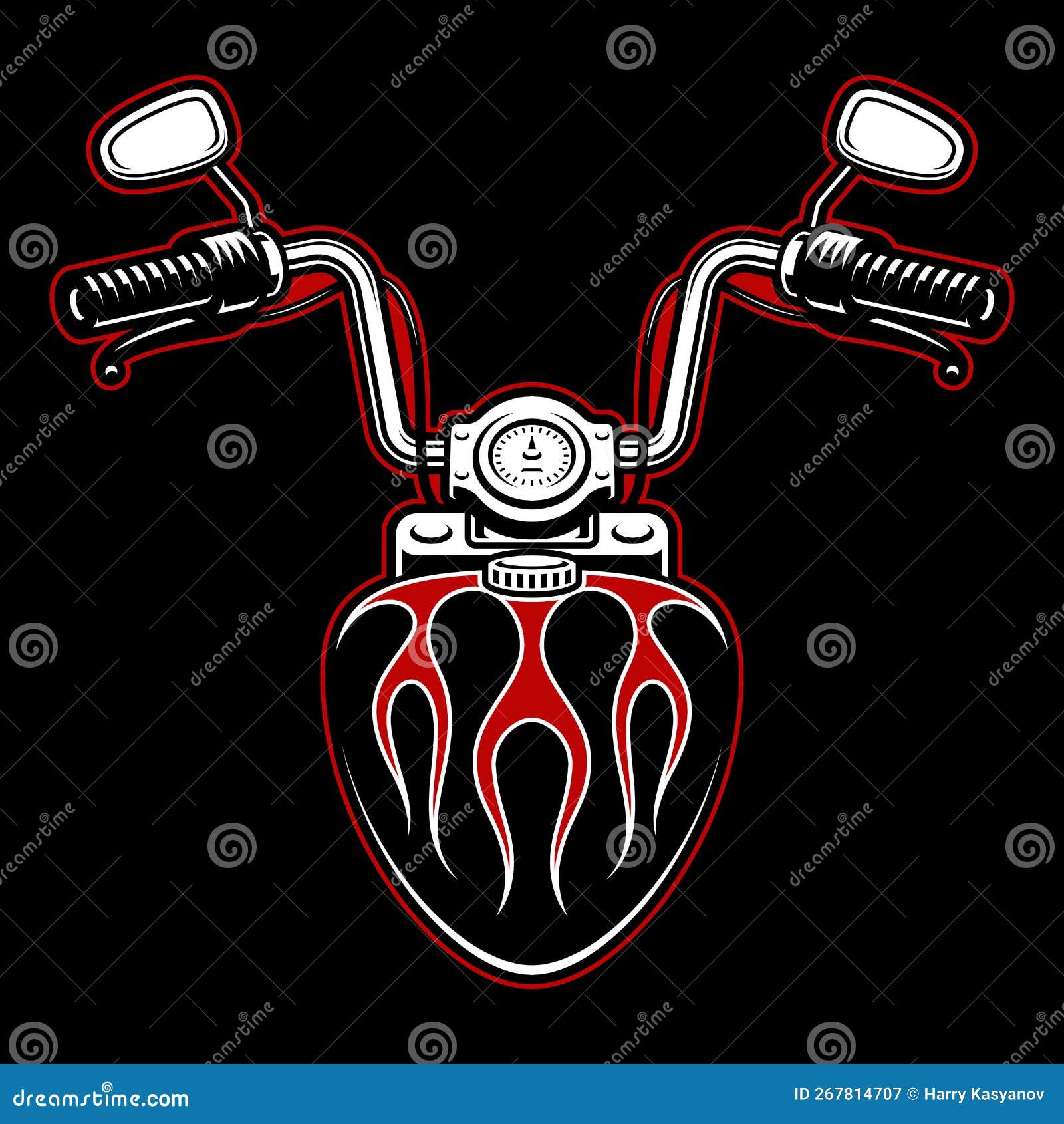 Motorcycle Handlebar Icon. Vintage Bike Club Sign Cartoon Vector ...
