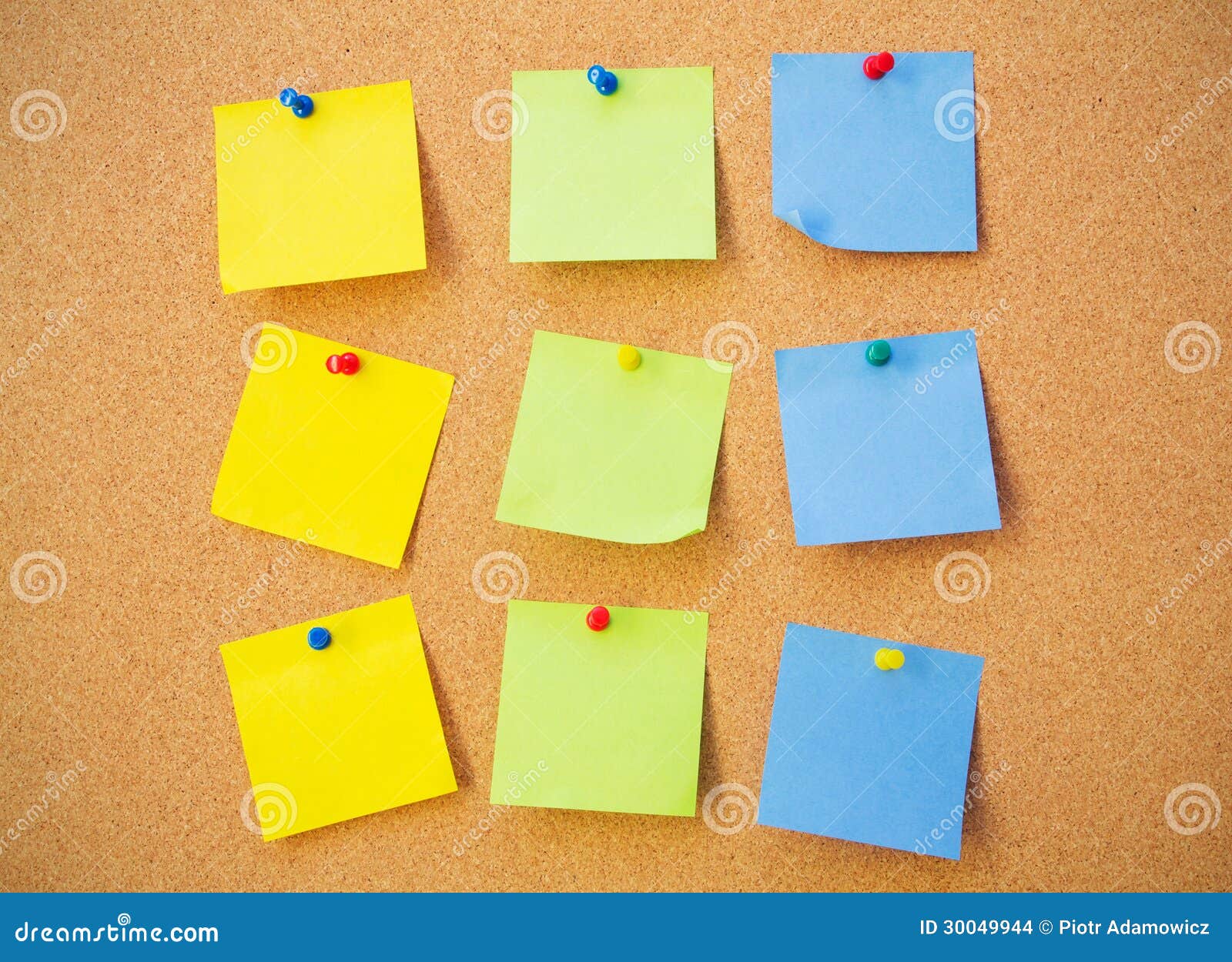 Colour Note Papers on Pin Board Stock Photo - Image of clip, background ...