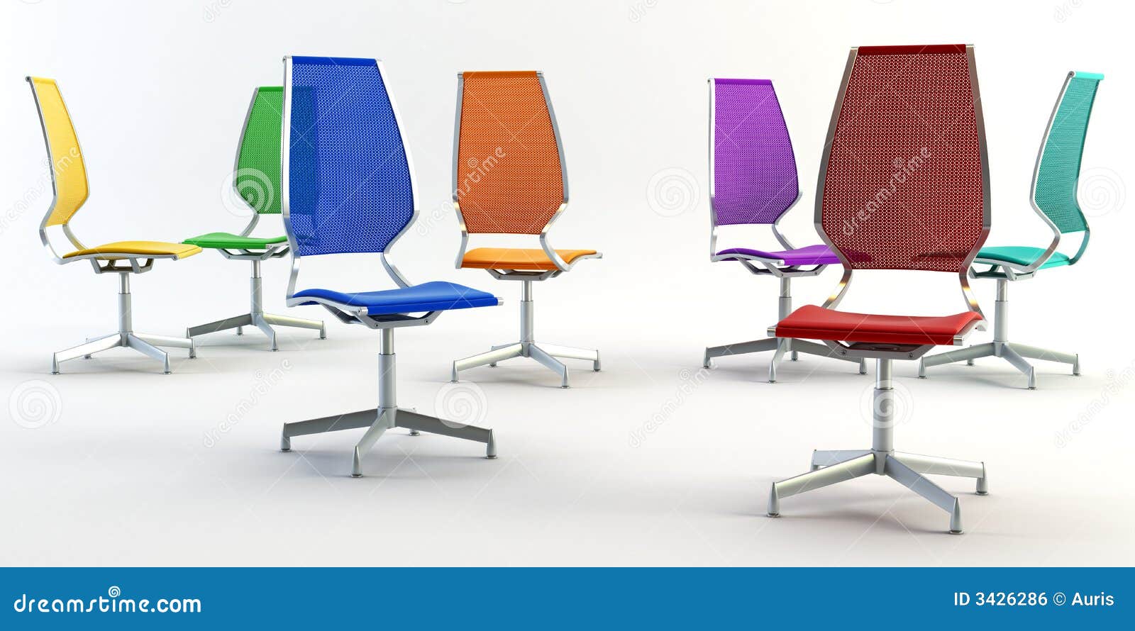 Colour office chairs 3d stock illustration. Illustration of ...