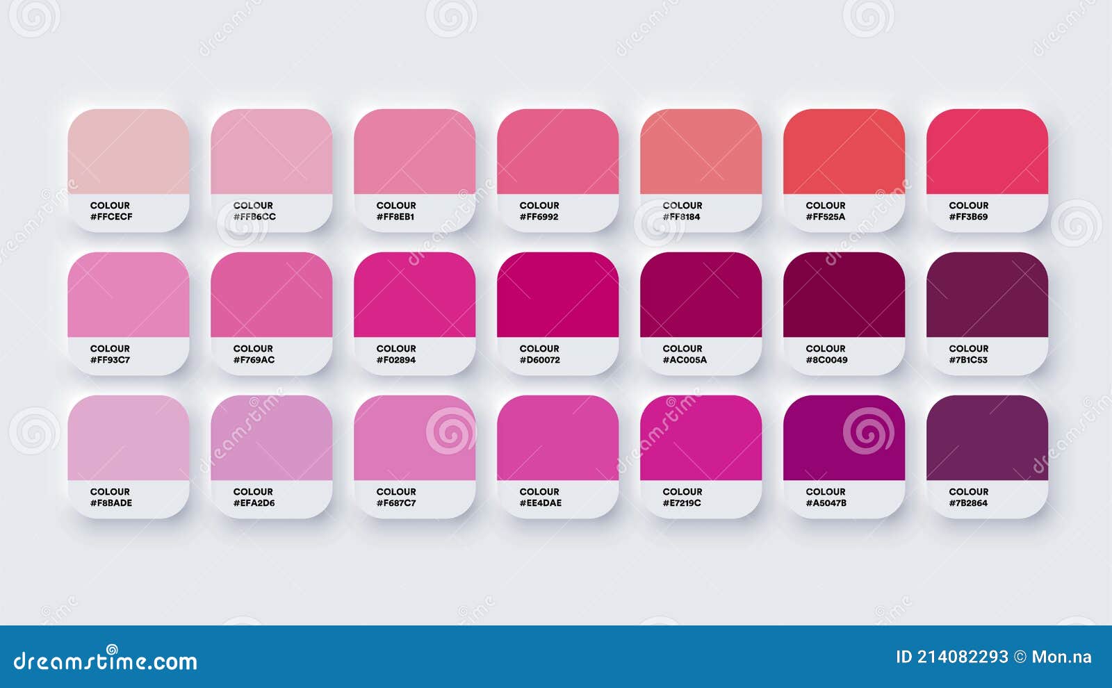 Colour Palette Catalog Samples Pink In Rgb Hex Neomorphism Vector