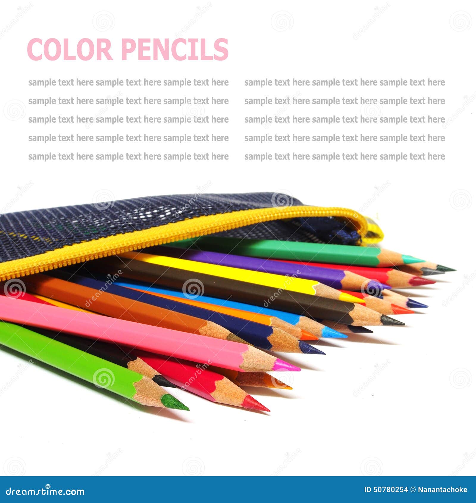 Colour Pencils in a Bag Isolated on White Background Stock Photo ...