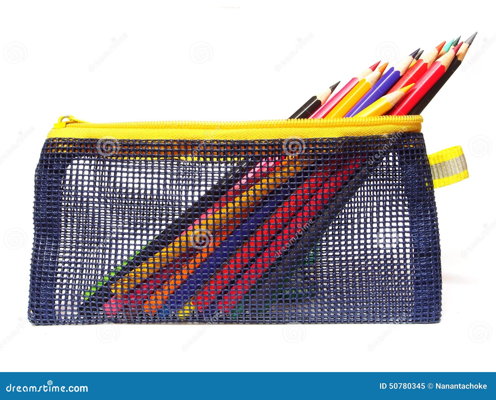 Colour Pencils in a Bag Isolated on White Background Stock Image ...