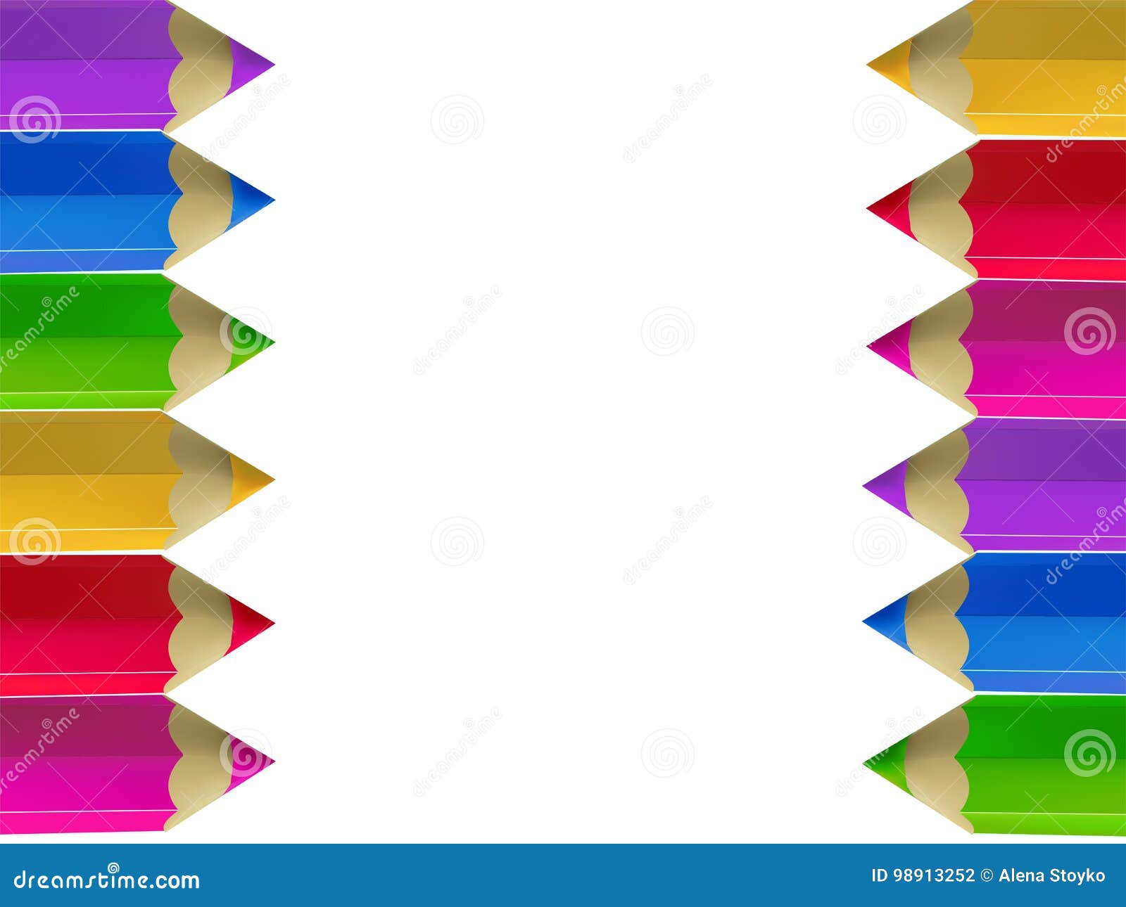 Colour Pencils Border on White Background. Stock Vector - Illustration ...