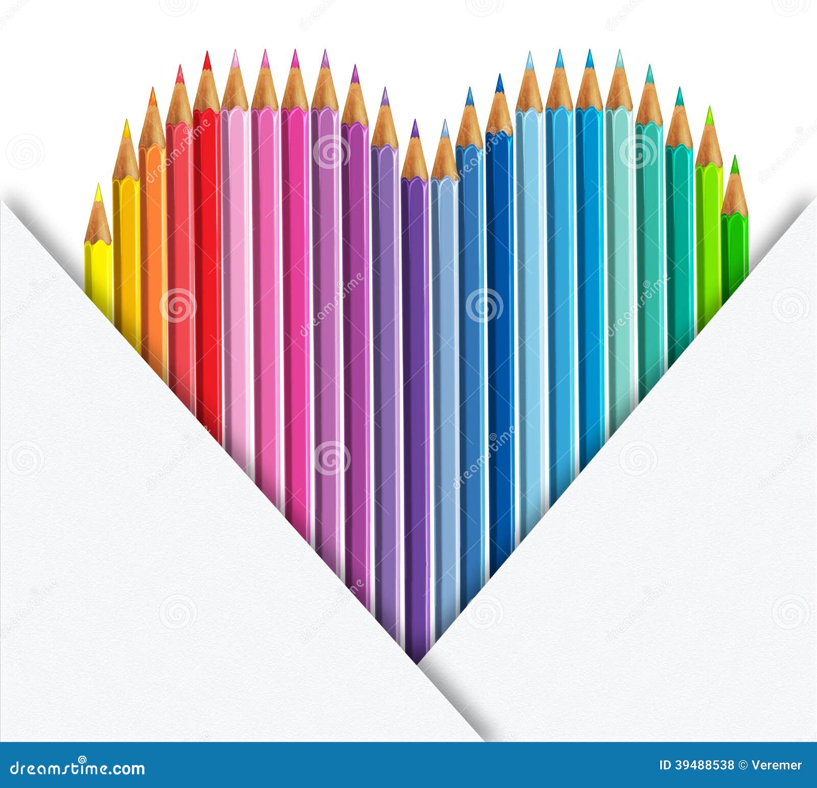 Colour Pencils Heart Shape and Paper Set Stock Illustration ...