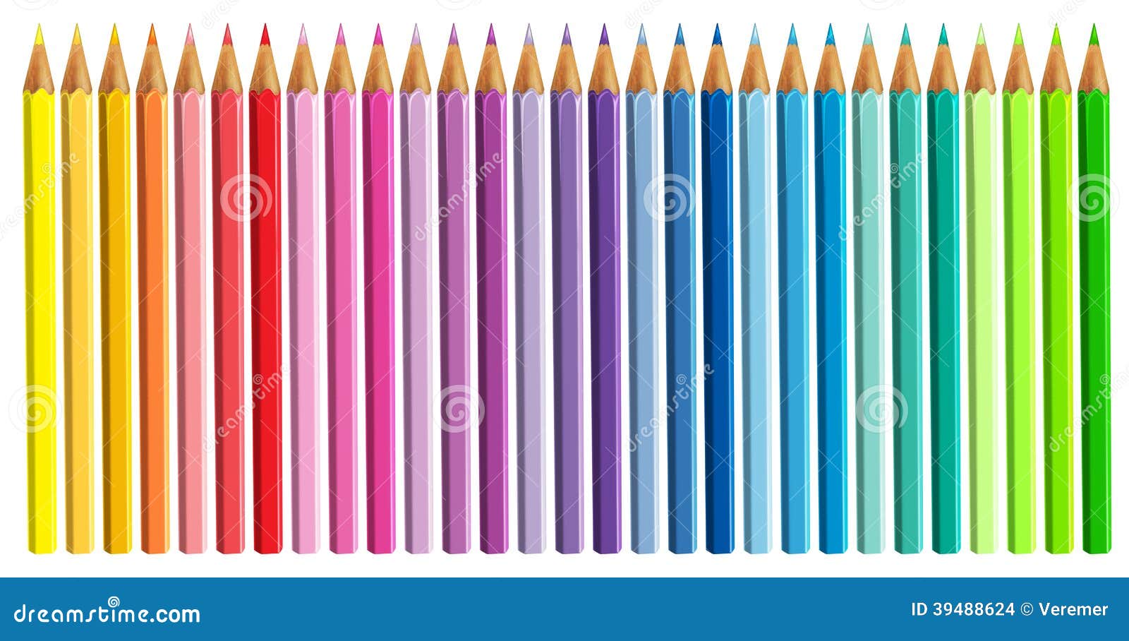Colour Pencils Isolated and Separated on White Background Opened Stock ...