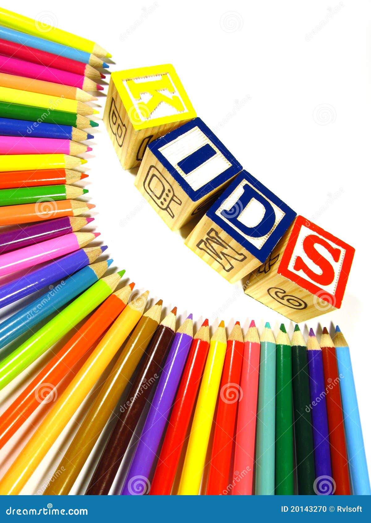 Colour Pencils with Learning Blocks Stock Photo - Image of business ...