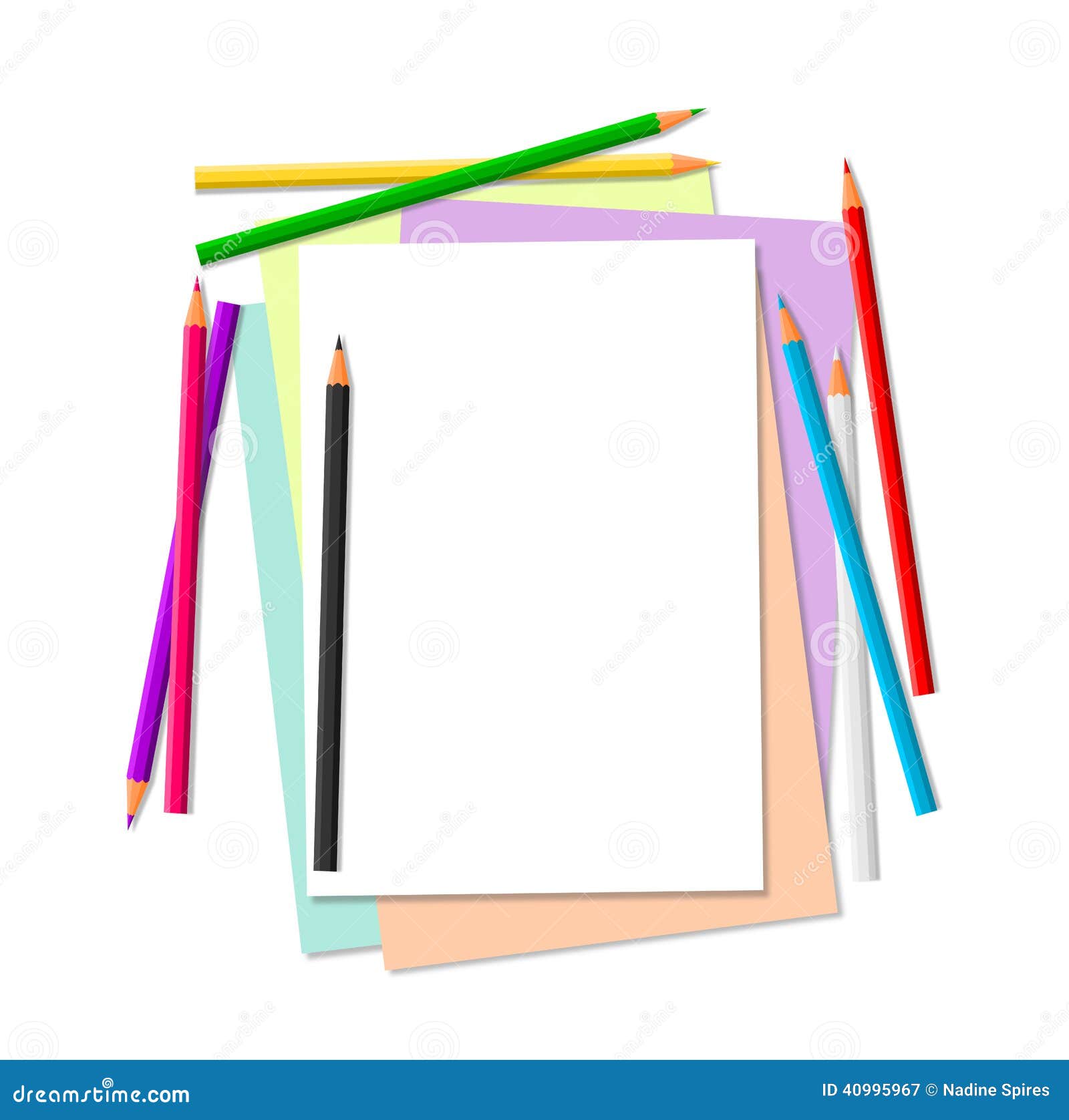 Colour Pencils and paper stock illustration. Illustration of colour ...