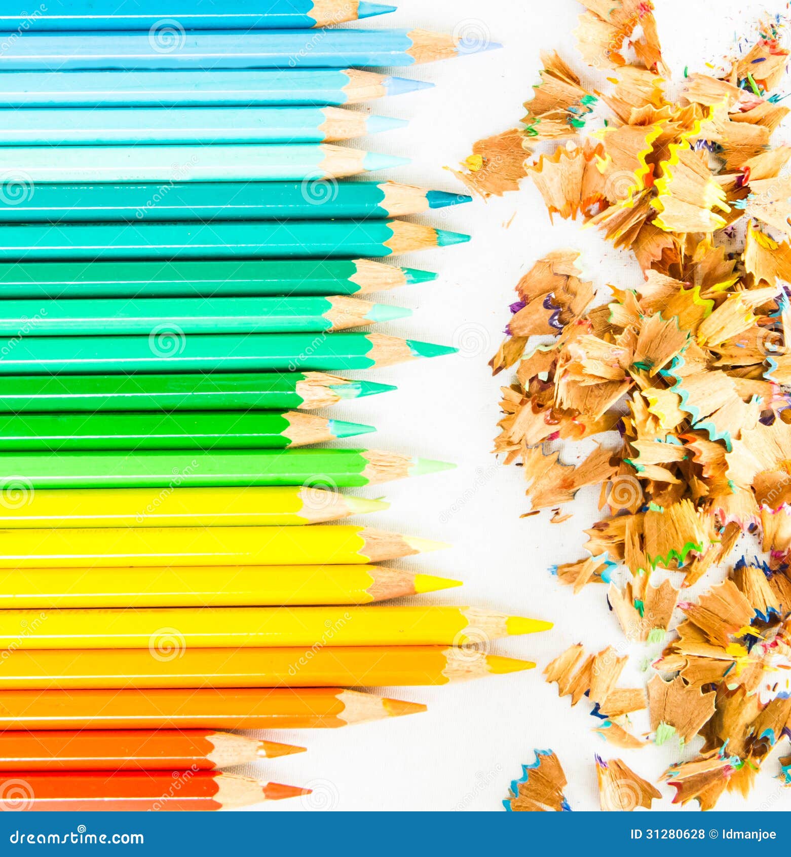 Colour Pencils with Pencil Saw Dust Stock Illustration - Illustration ...