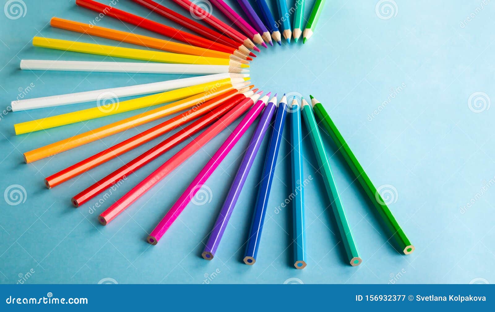 Colour Pencils Set on Light Blue Background Stock Image - Image of ...