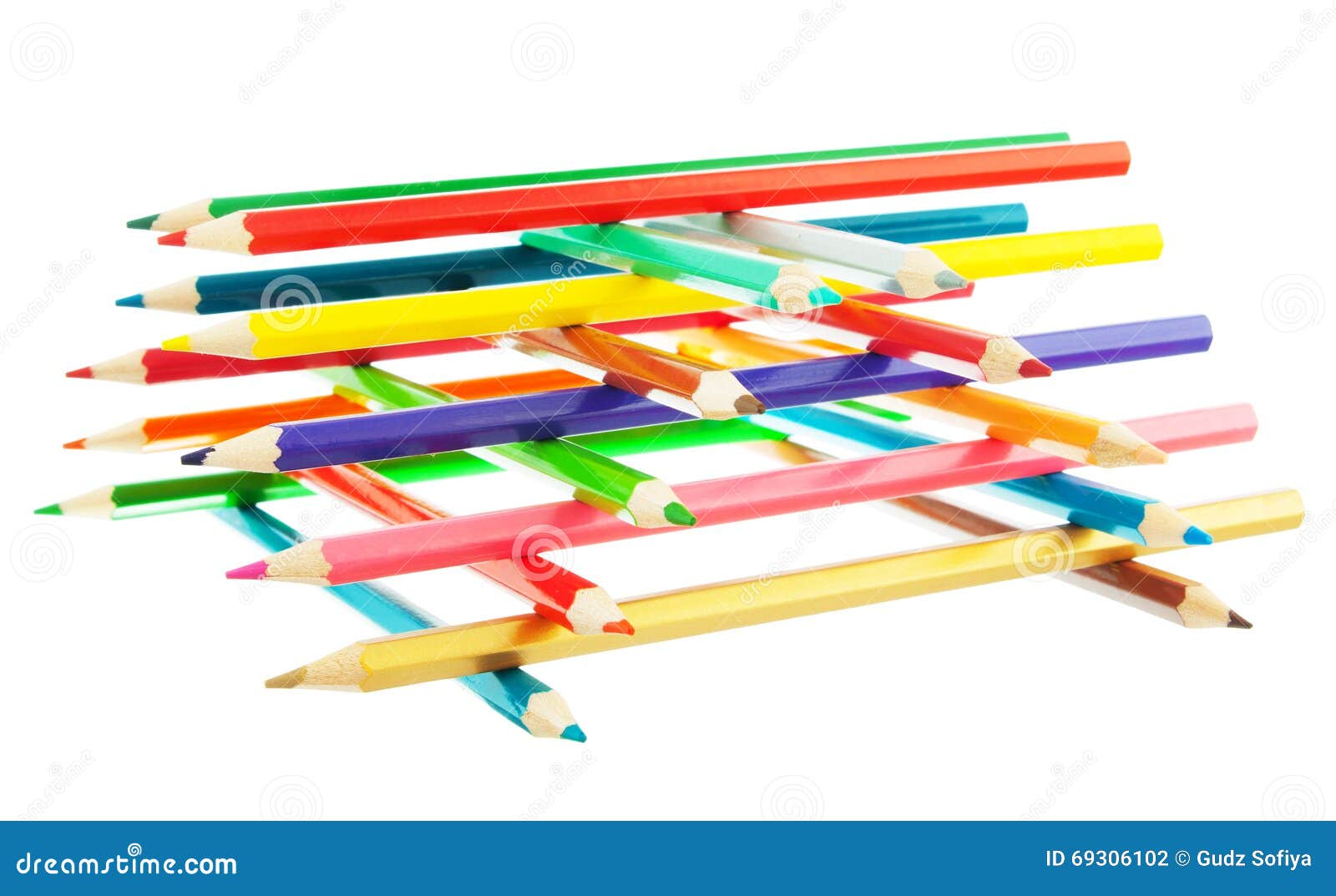 Colour Pencils Stacked Tower Isolated on White Background Close Stock ...