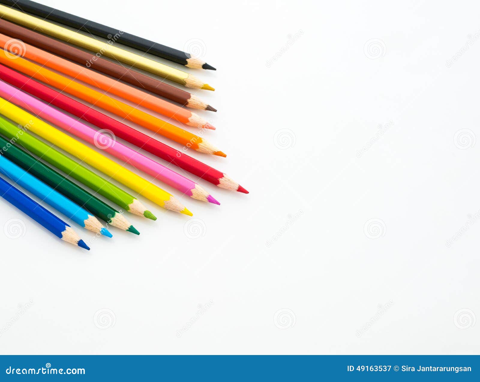 Colour Pencils on White Background Stock Image - Image of blue, object ...