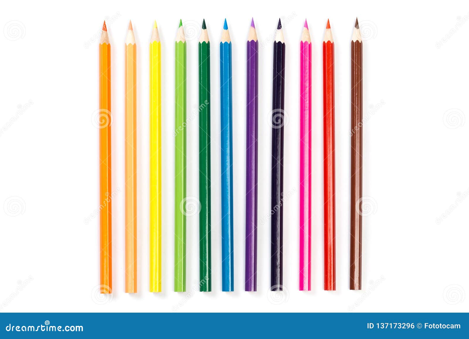 Colour Pencils on White Background, Top View Stock Photo - Image of ...