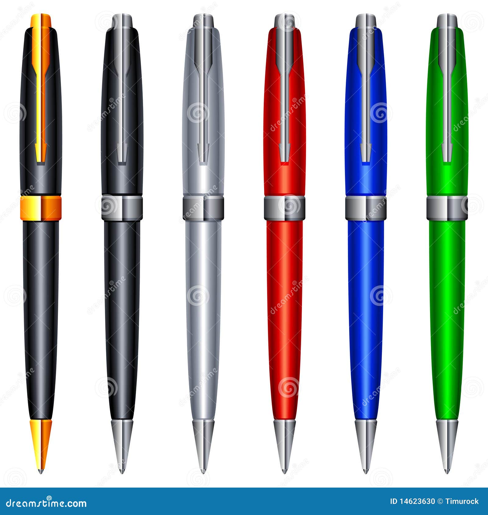 Colour pens. stock vector. Illustration of blue, gold - 14623630