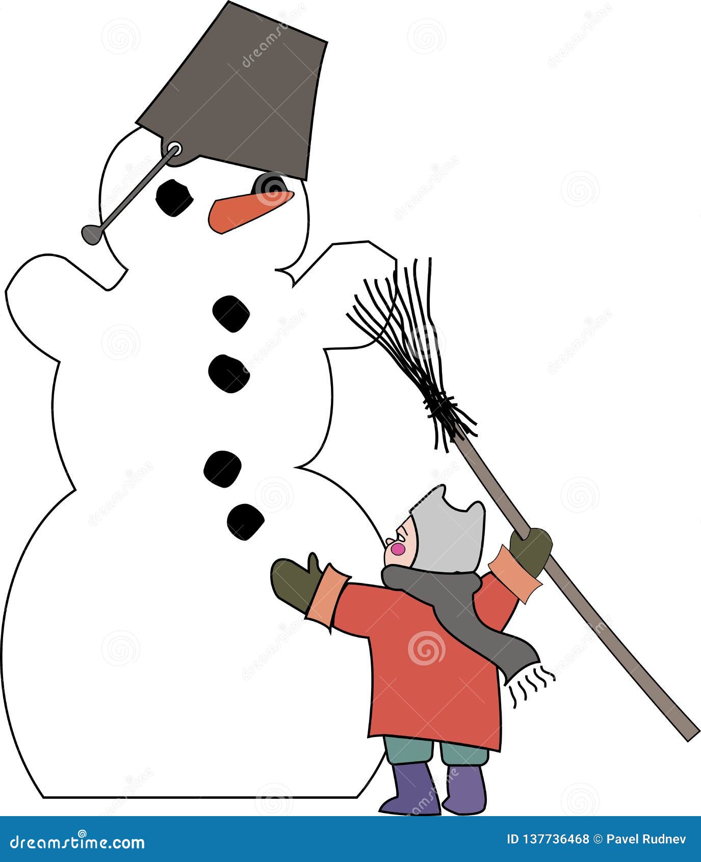Child Making A Snowball Isolated Vector Illustration Graphic ...