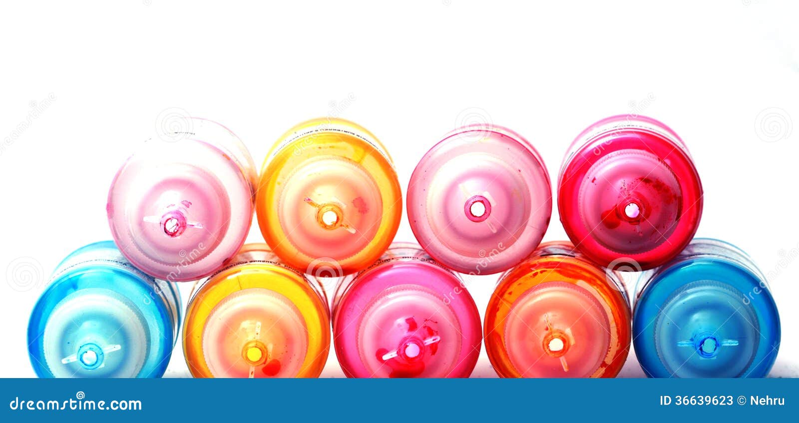 Colour Plastic Bottles with Ink Stock Image - Image of descriptive ...