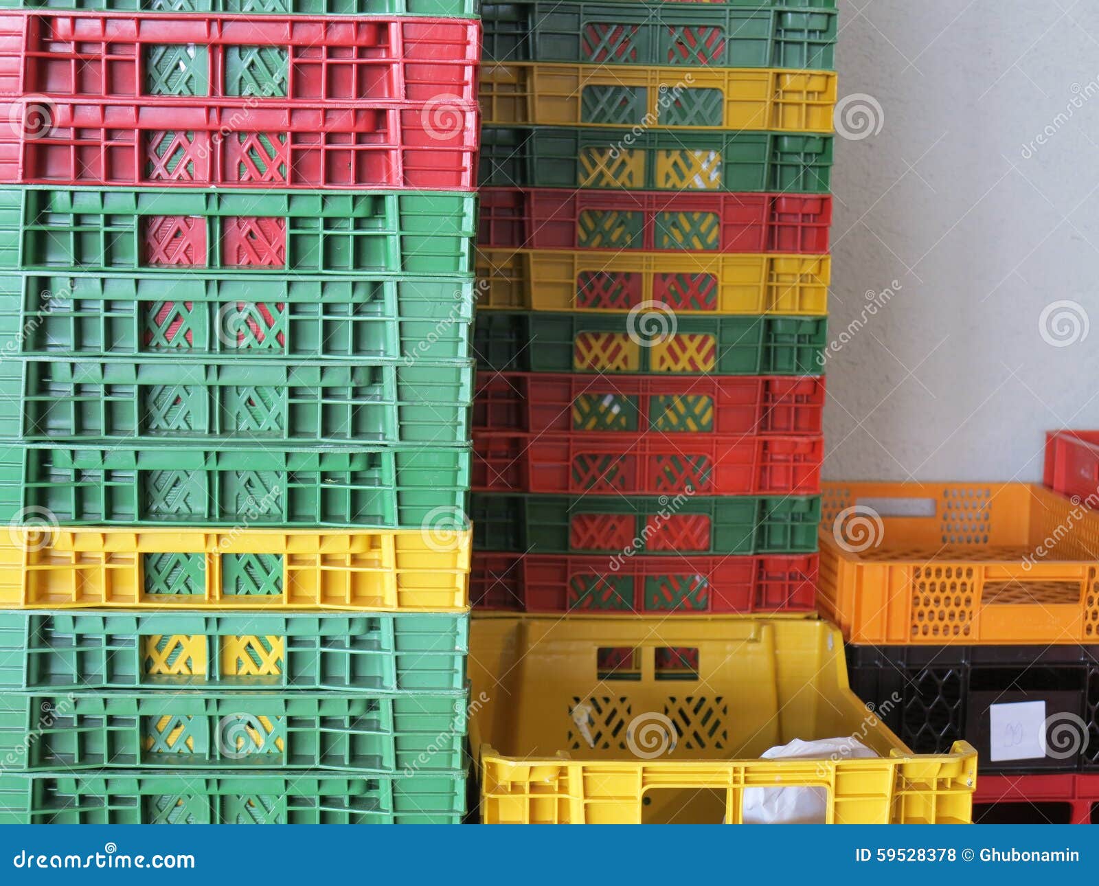 Colour plastic boxes stock photo. Image of food, cupboard - 59528378