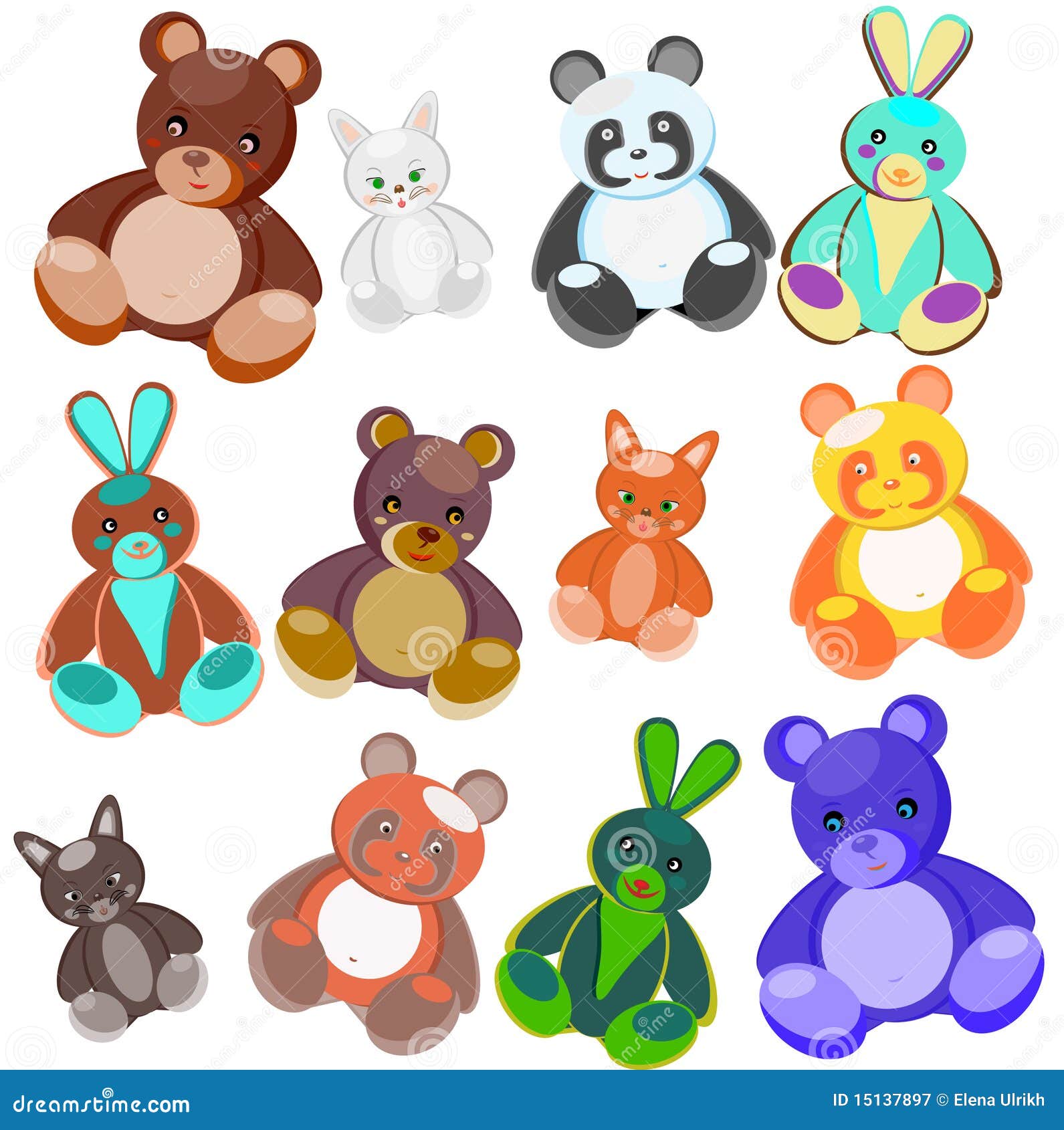 Colour soft toys stock vector. Illustration of mammal - 15137897