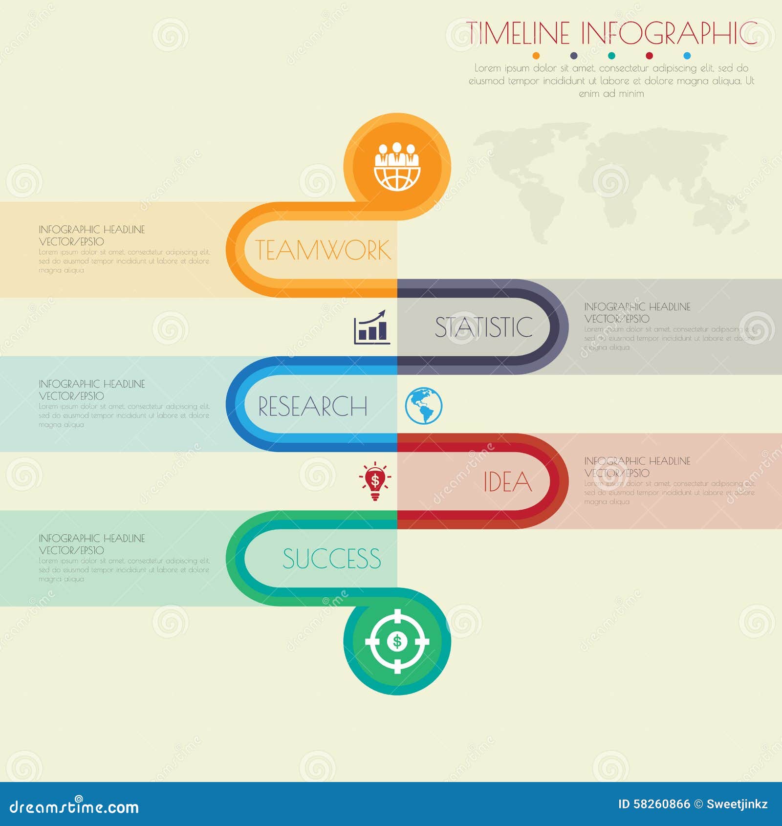 Long Timeline Vertical Infographic Text Presentation Template Vector ...
