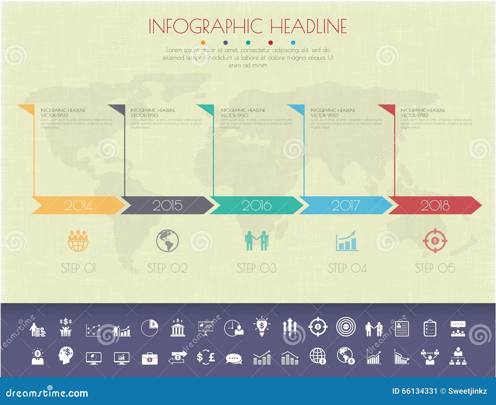 Long Timeline Vertical Infographic Text Presentation Template Vector ...
