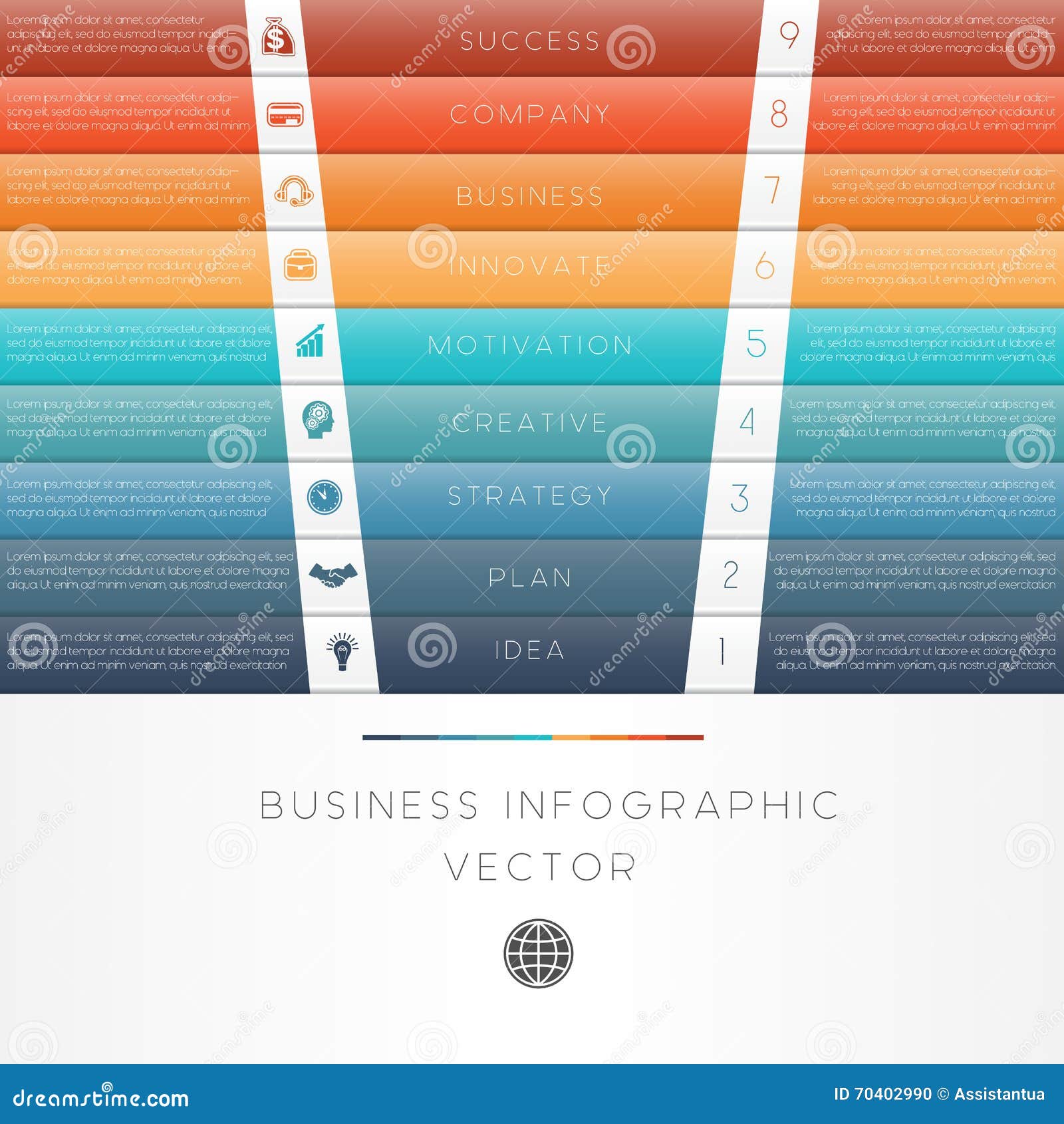 Colour Strips Infographic Numbered Nine Position Stock Vector ...