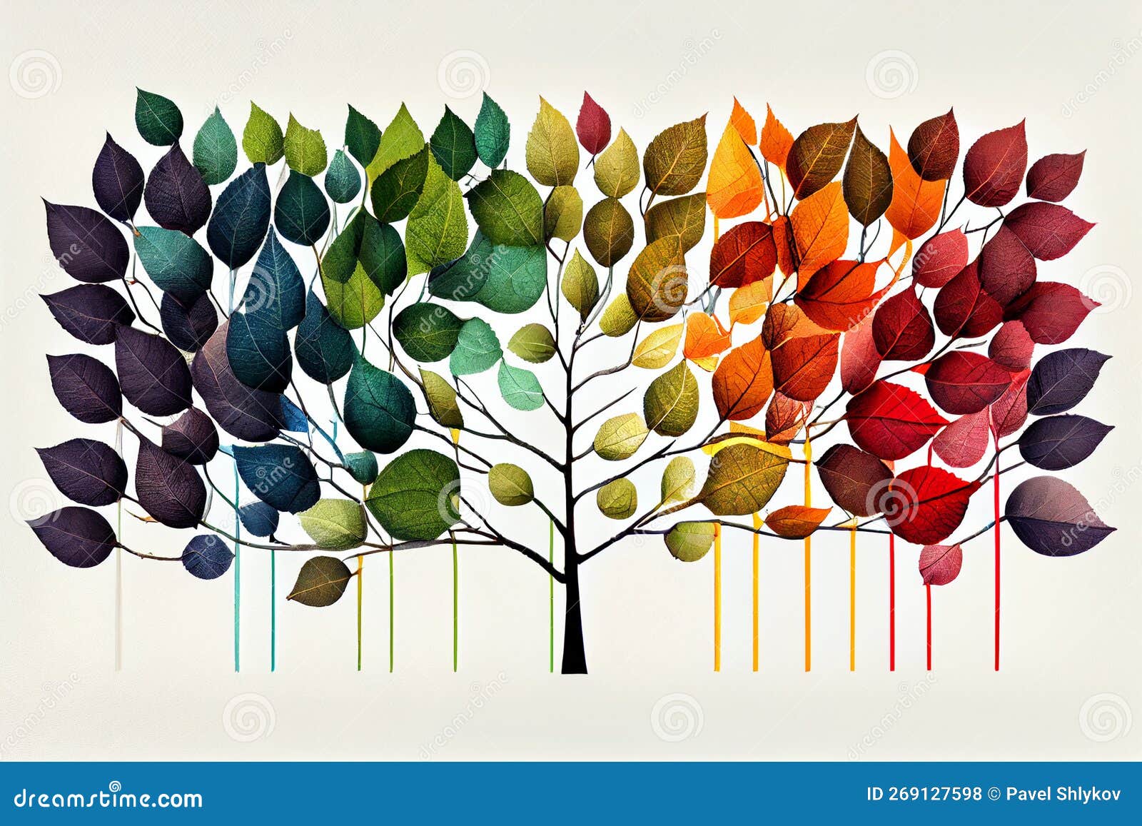 Colour Trees Isolated on White Background. Stock Photo - Image of ...