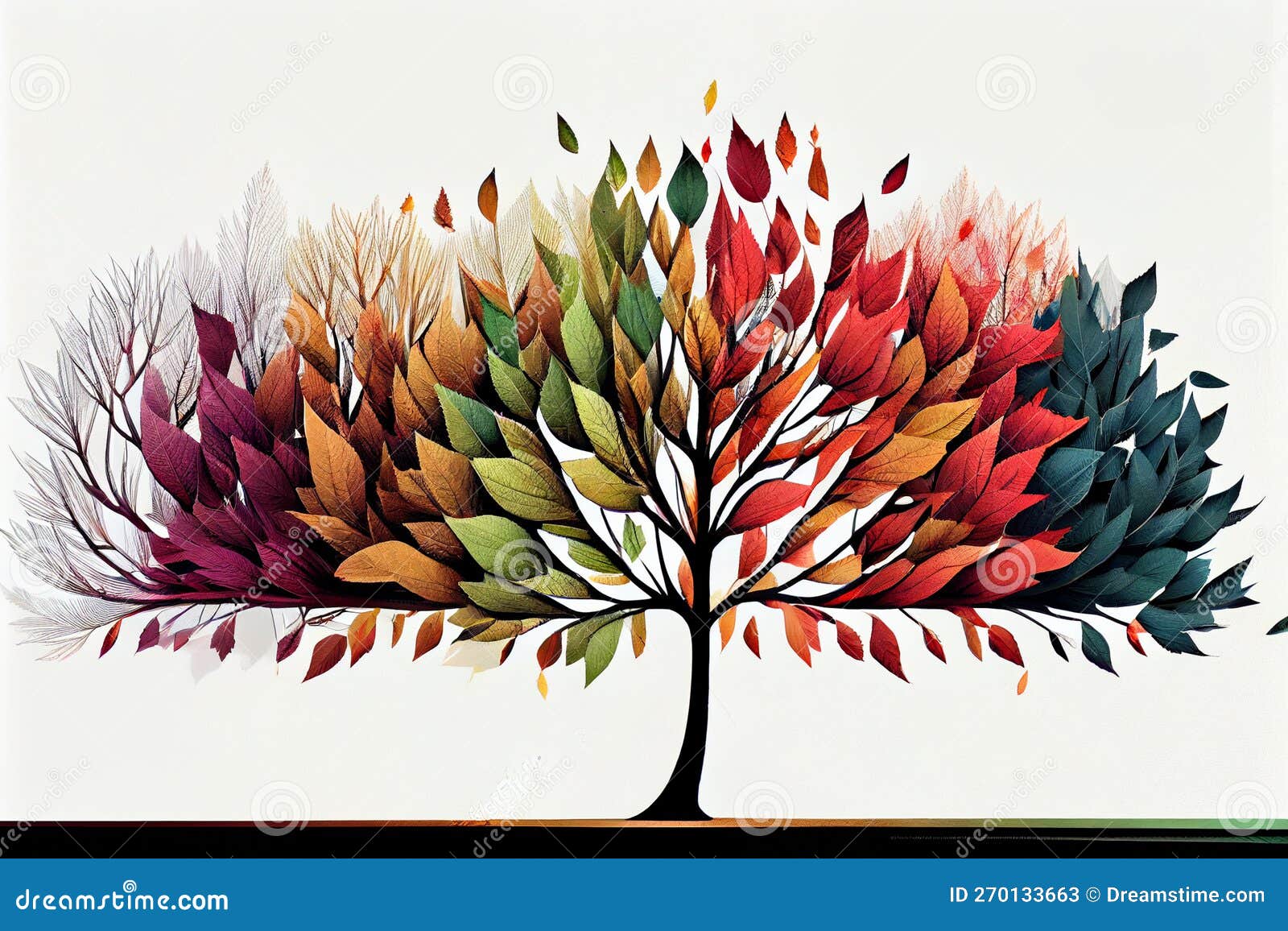 Colour Trees Isolated on White Background. Stock Illustration ...