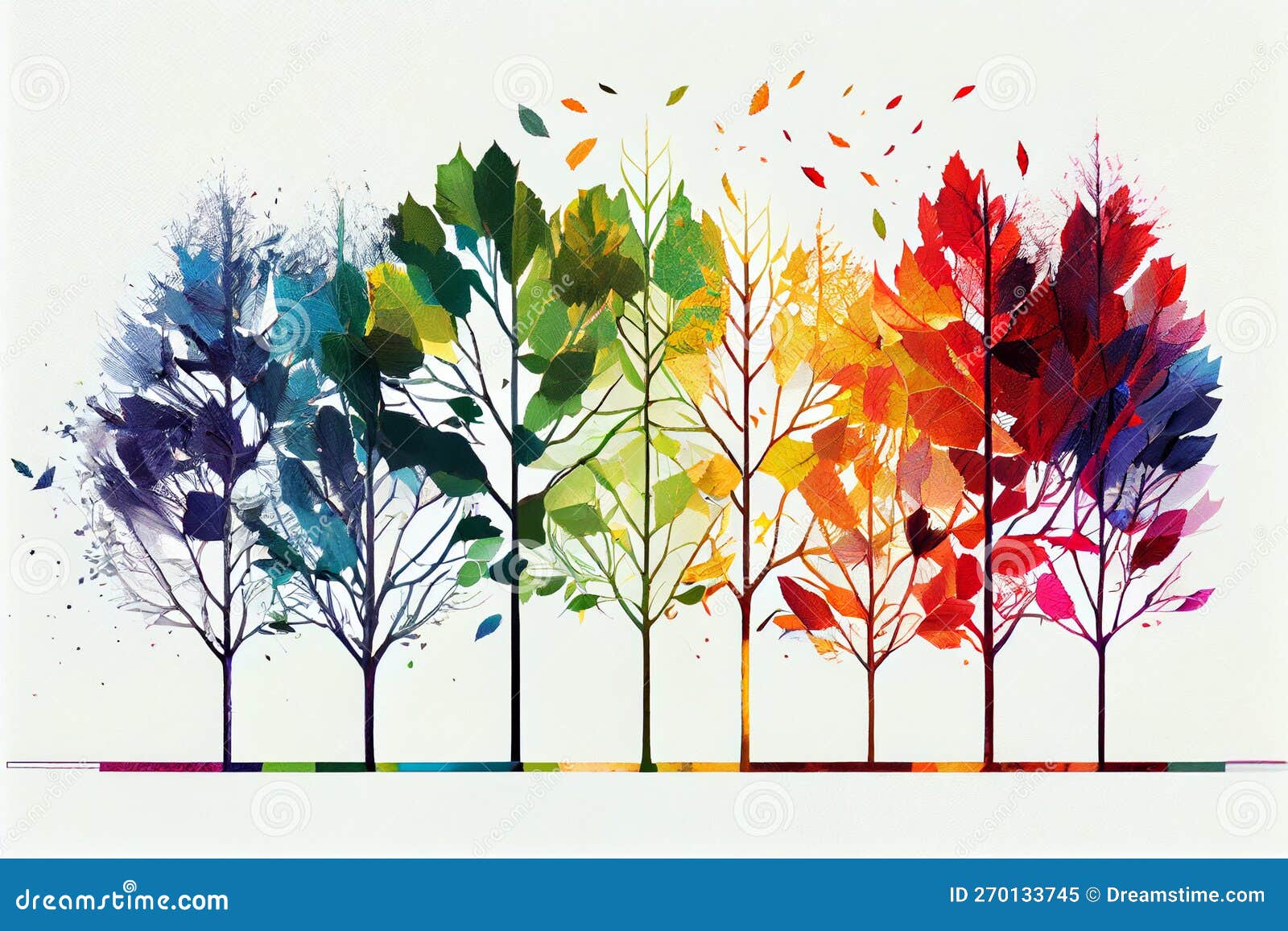 Colour Trees Isolated on White Background. Stock Illustration ...