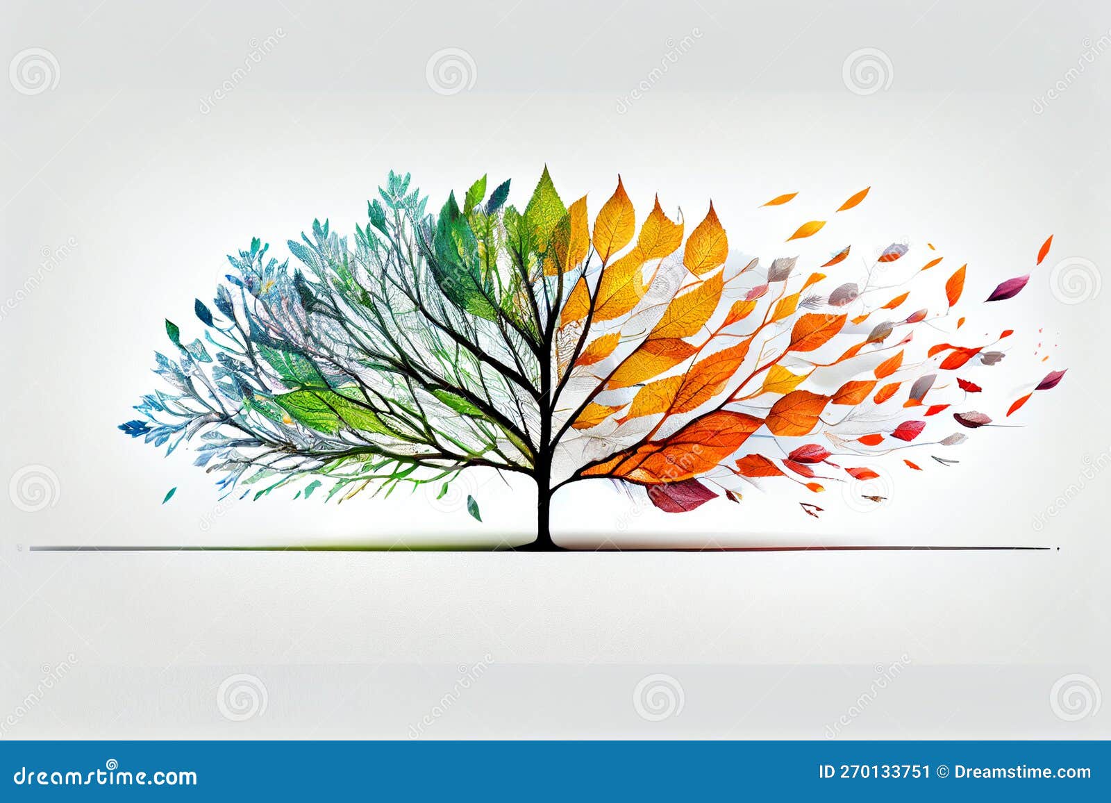 Colour Trees Isolated on White Background. Stock Image - Image of ...