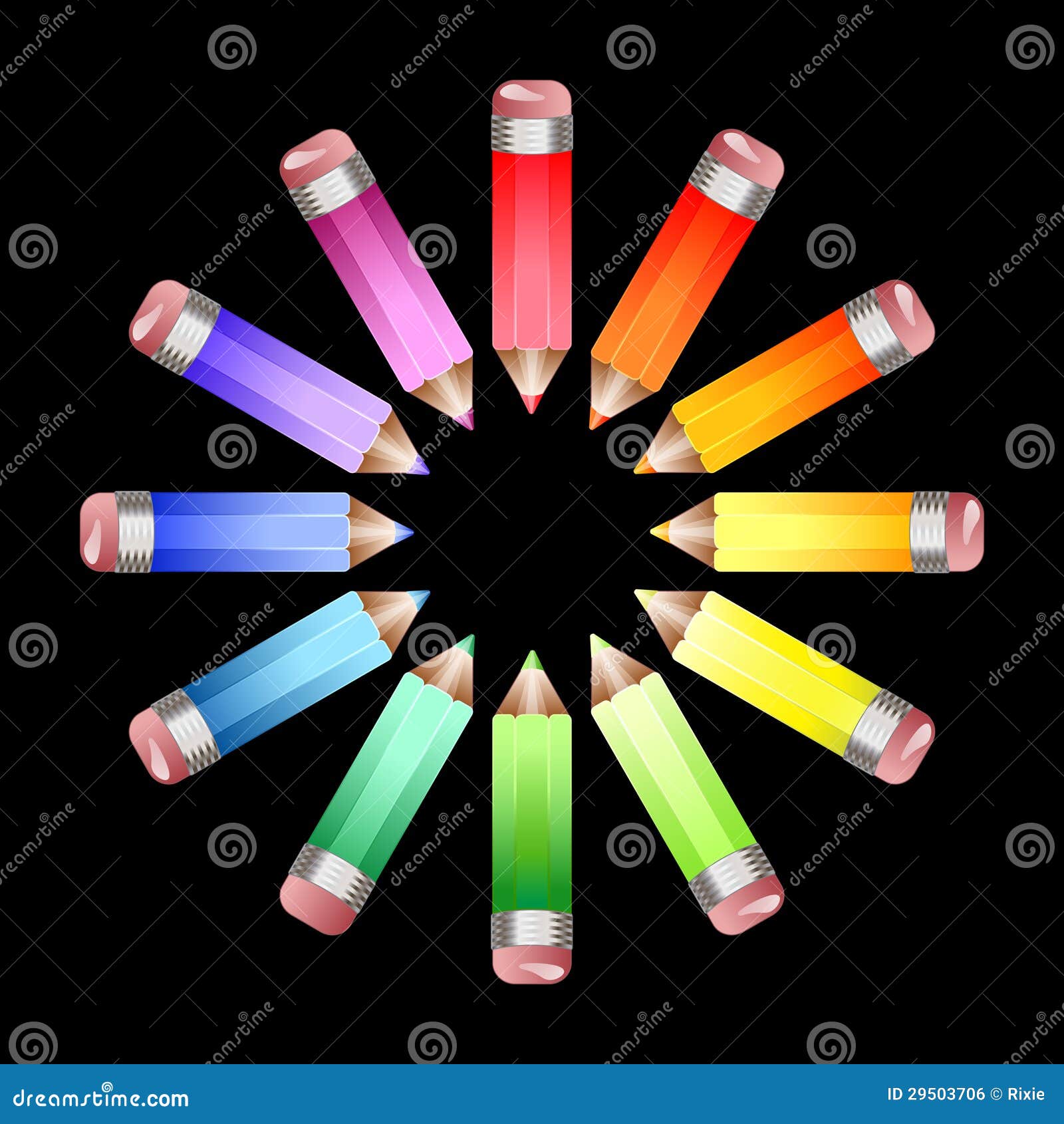 Colour wheel pencils stock vector. Illustration of multicolored - 29503706