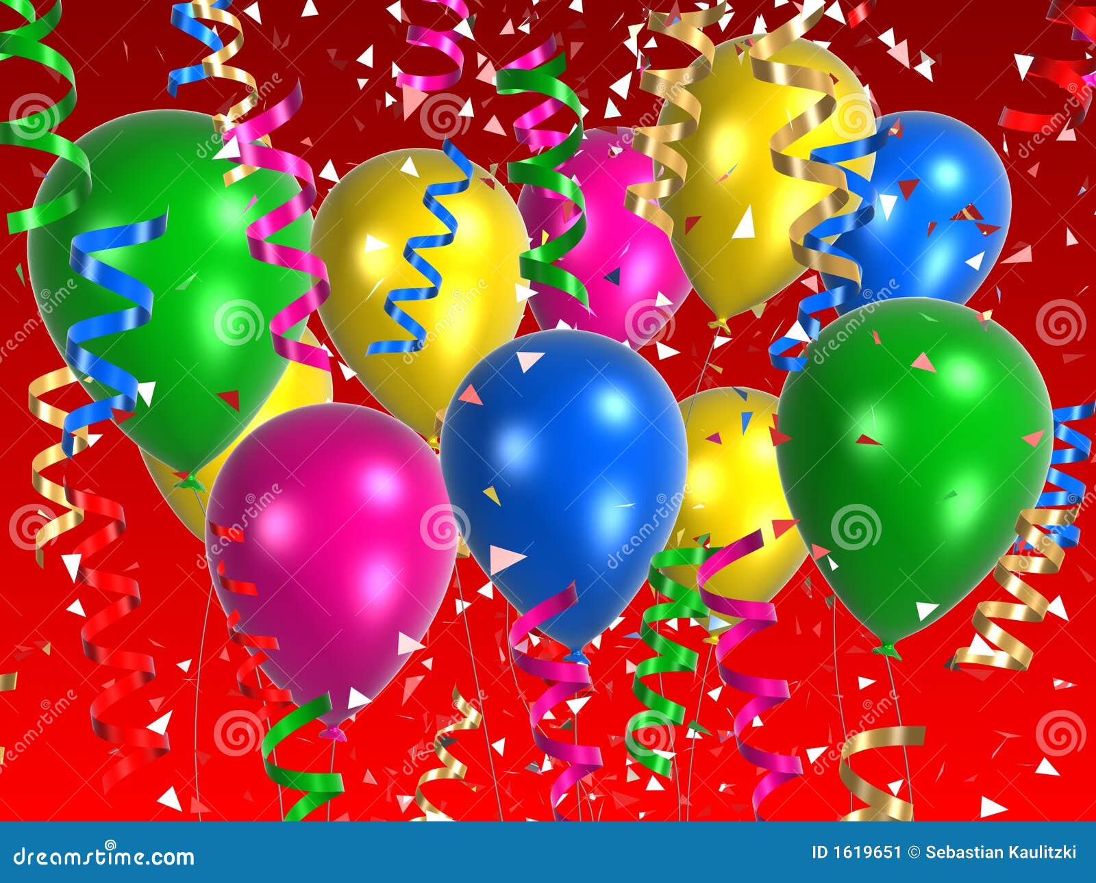 Coloured Balloon with Ribbons Stock Illustration - Illustration of ...