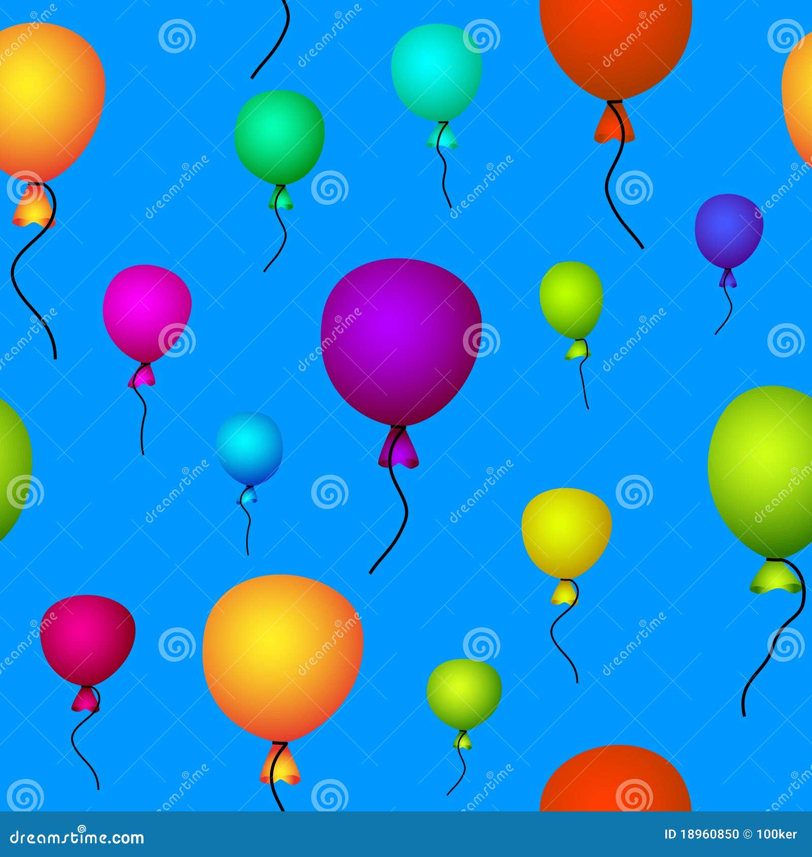 Coloured Balloons Flying in Sky Seamless Stock Vector - Illustration of ...