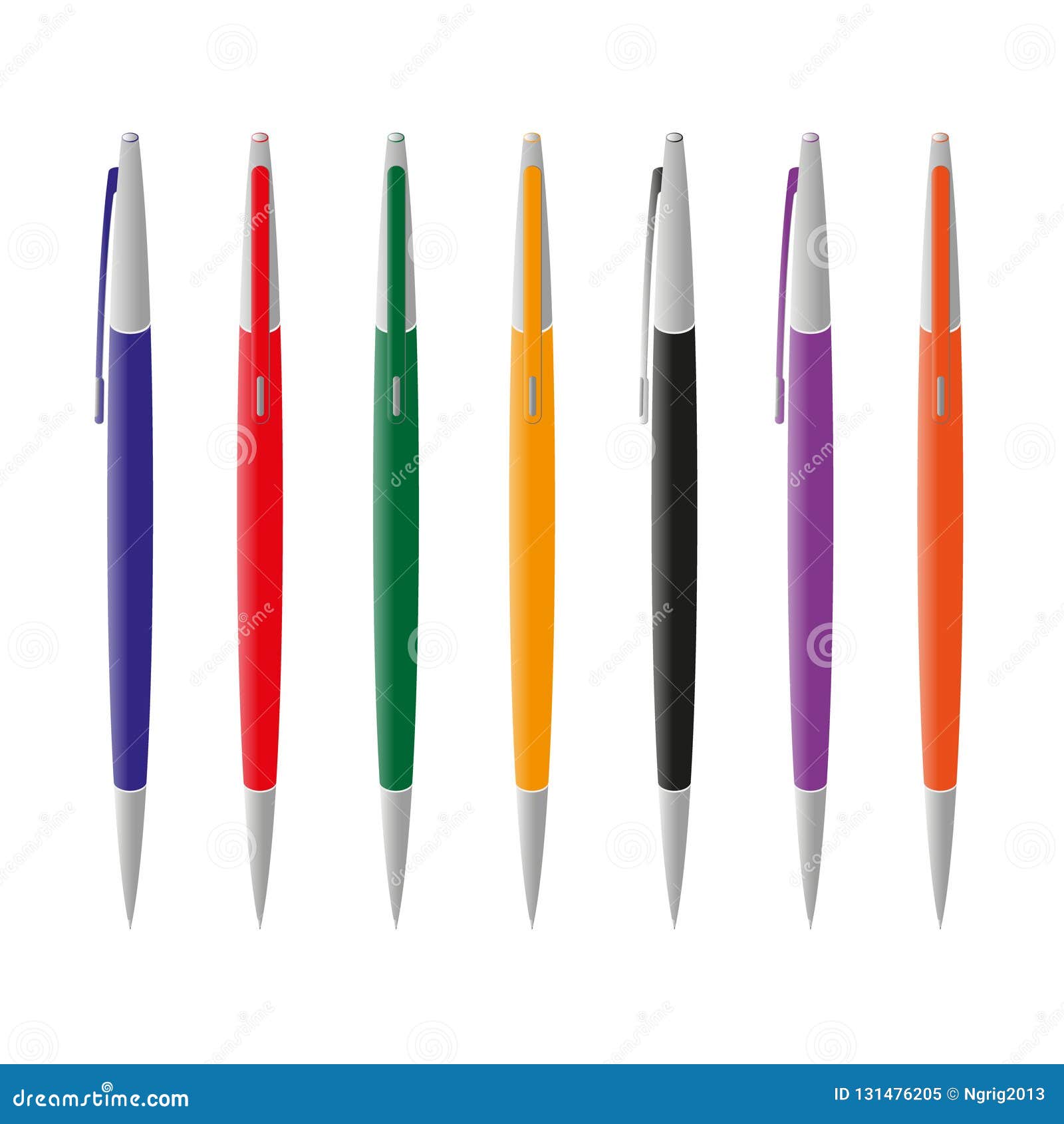 Coloured ballpoint pens stock vector. Illustration of handle - 131476205
