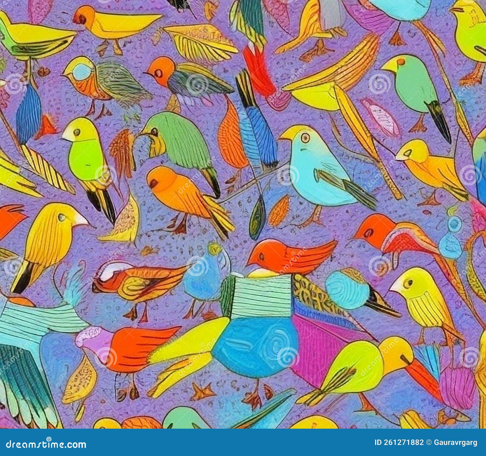 Coloured Bids Repeating Pattern Stock Illustration - Illustration of ...