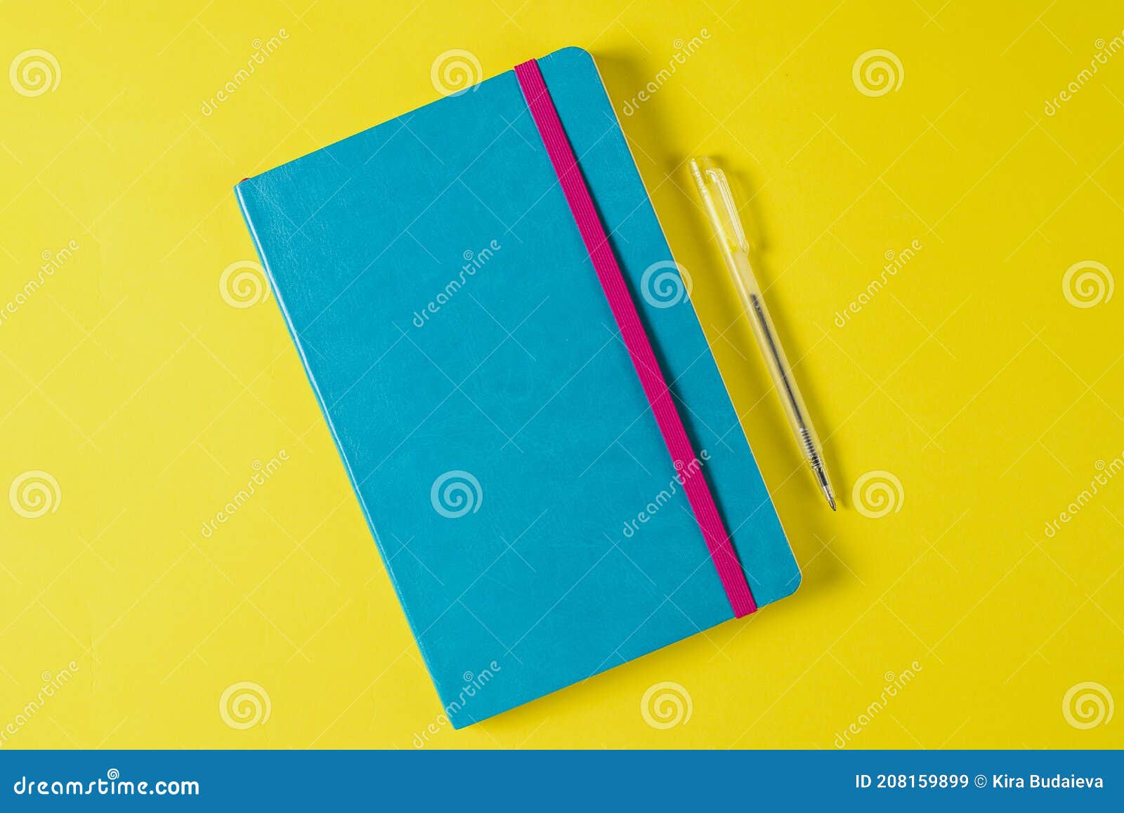Coloured Blue Bullet Journal on a Bright Yellow Background. the Concept ...