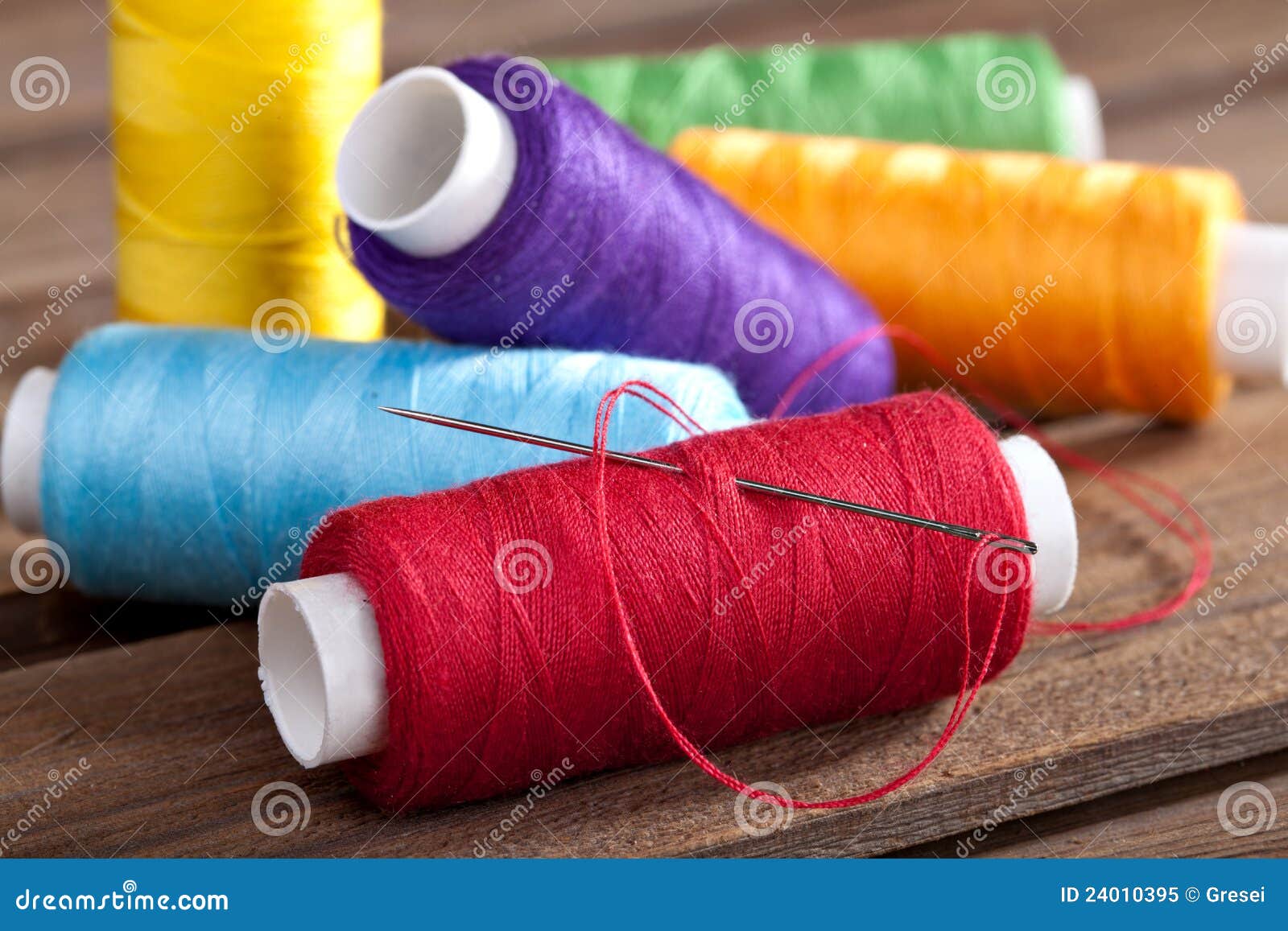 Coloured bobbins of thread stock image. Image of tools - 24010395