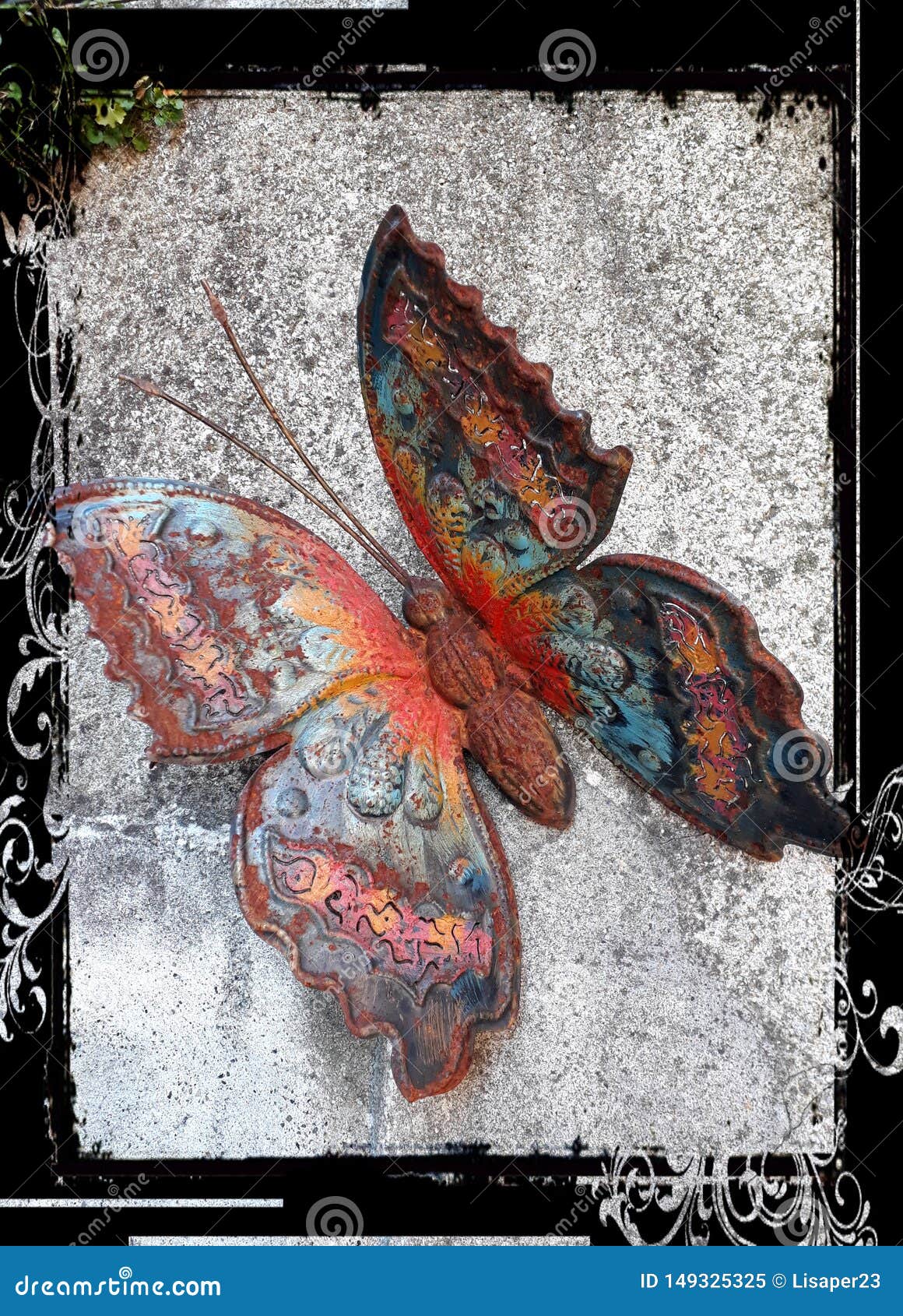Butterfly Wall Art At Abandoned Theme Park In Bali, Indonesia Editorial ...