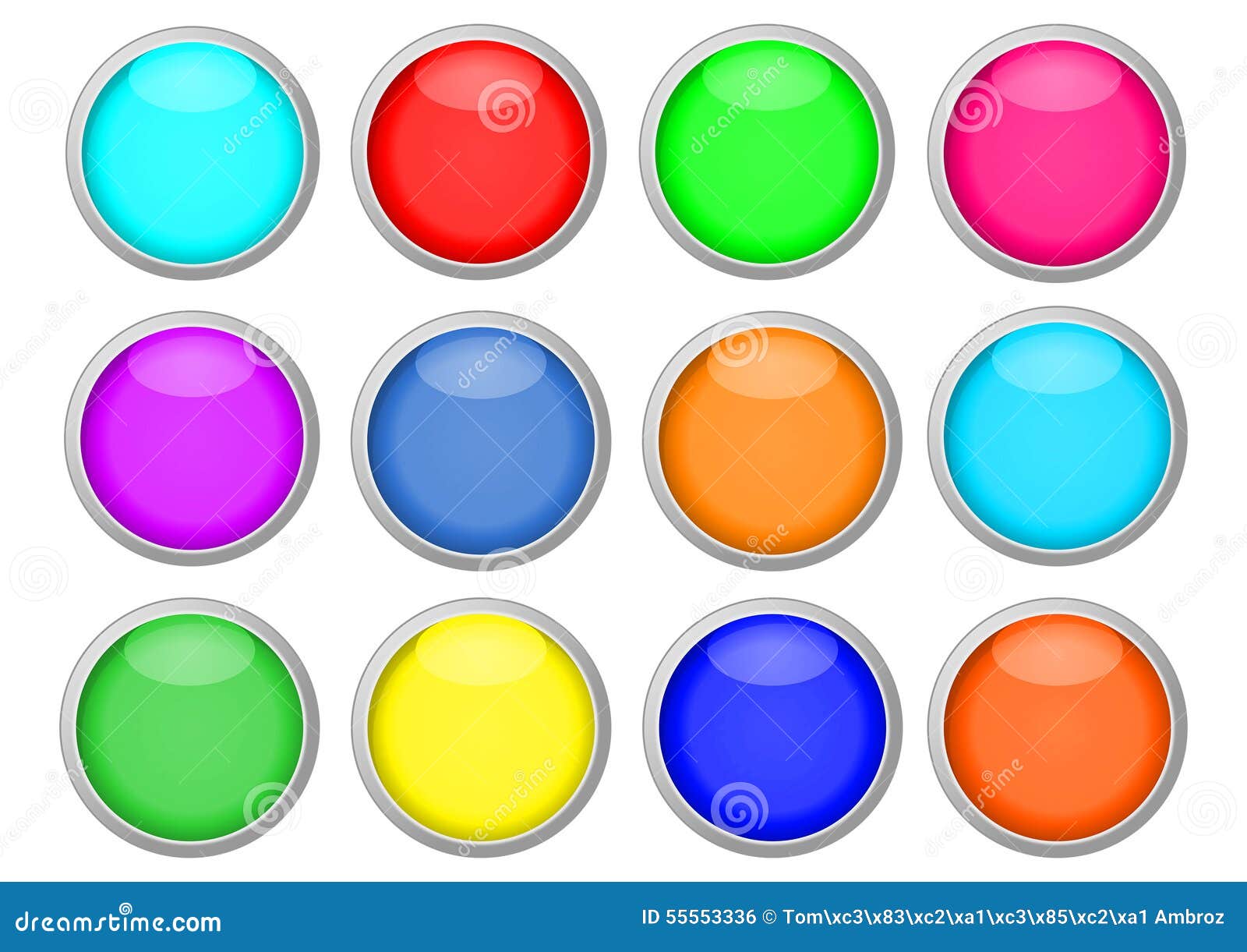 Coloured buttons for icons stock illustration. Illustration of approve ...