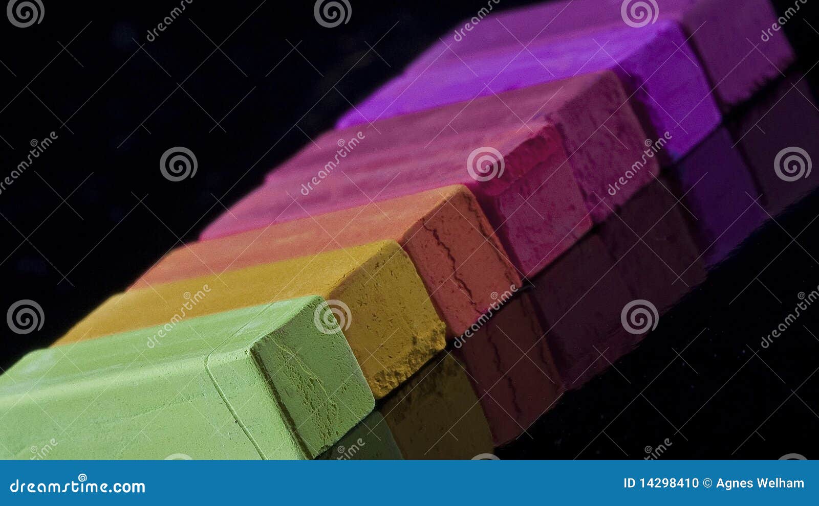 Coloured Chalk on Black Reflective Background Stock Photo - Image of ...