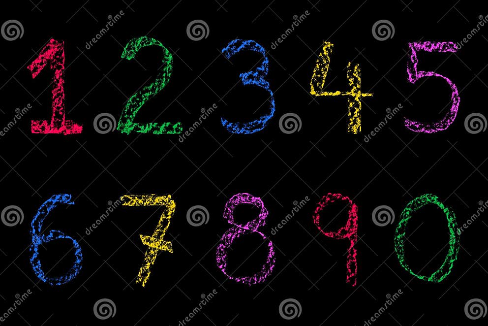 Coloured Chalk numbers stock illustration. Illustration of mathematics ...