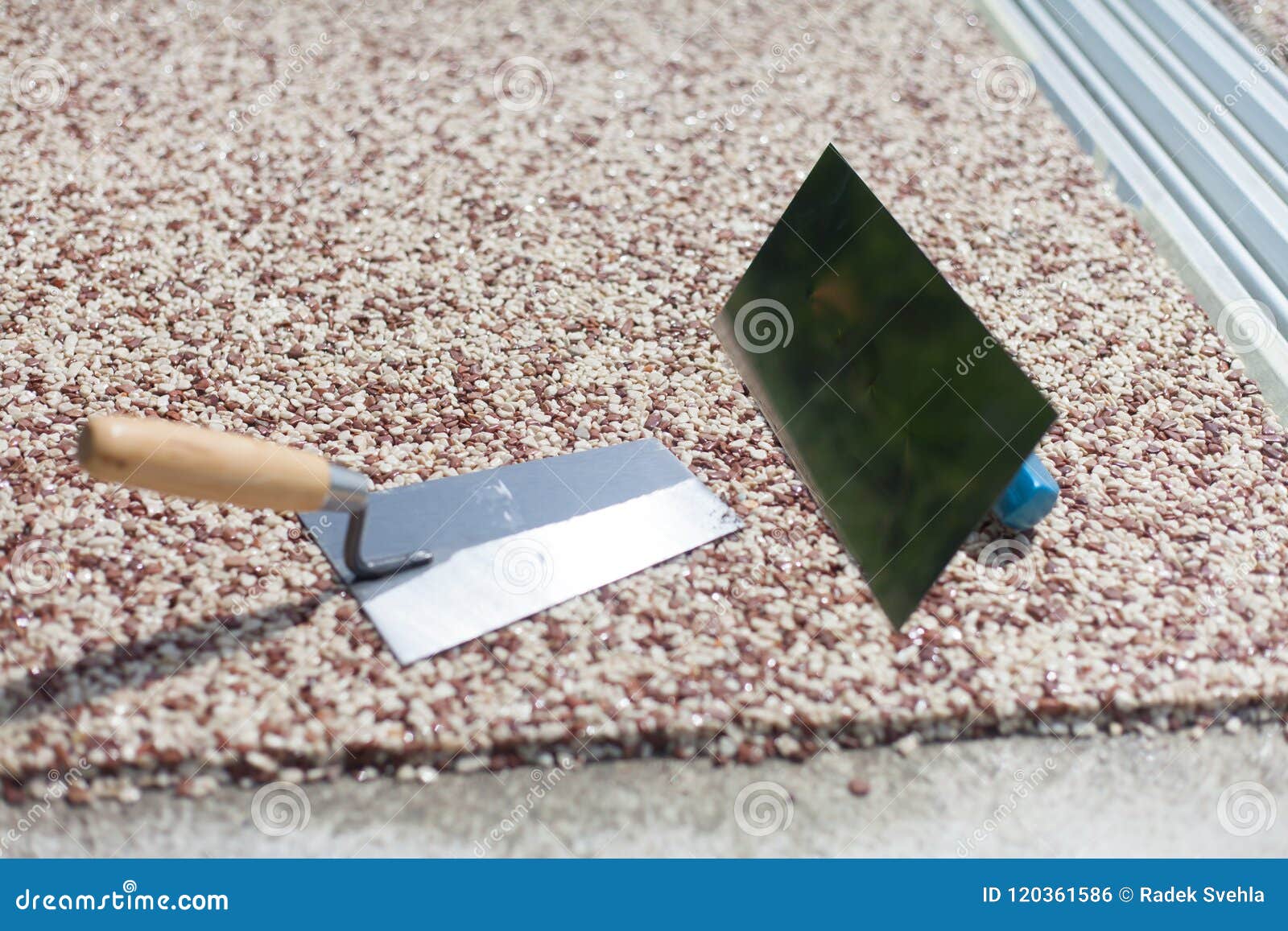 Coloured Concrete Around Pool Stock Photo - Image of decorate, gravel ...