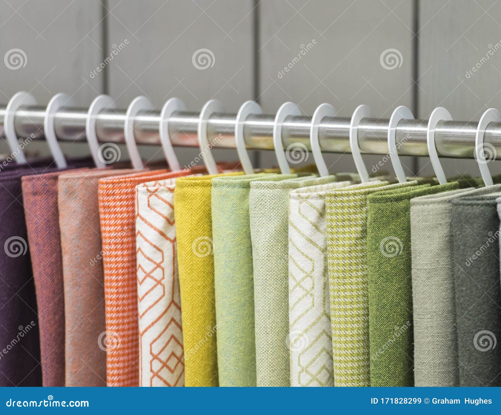 Coloured Fabric Hangs on a Rack Stock Image - Image of design, coloured ...