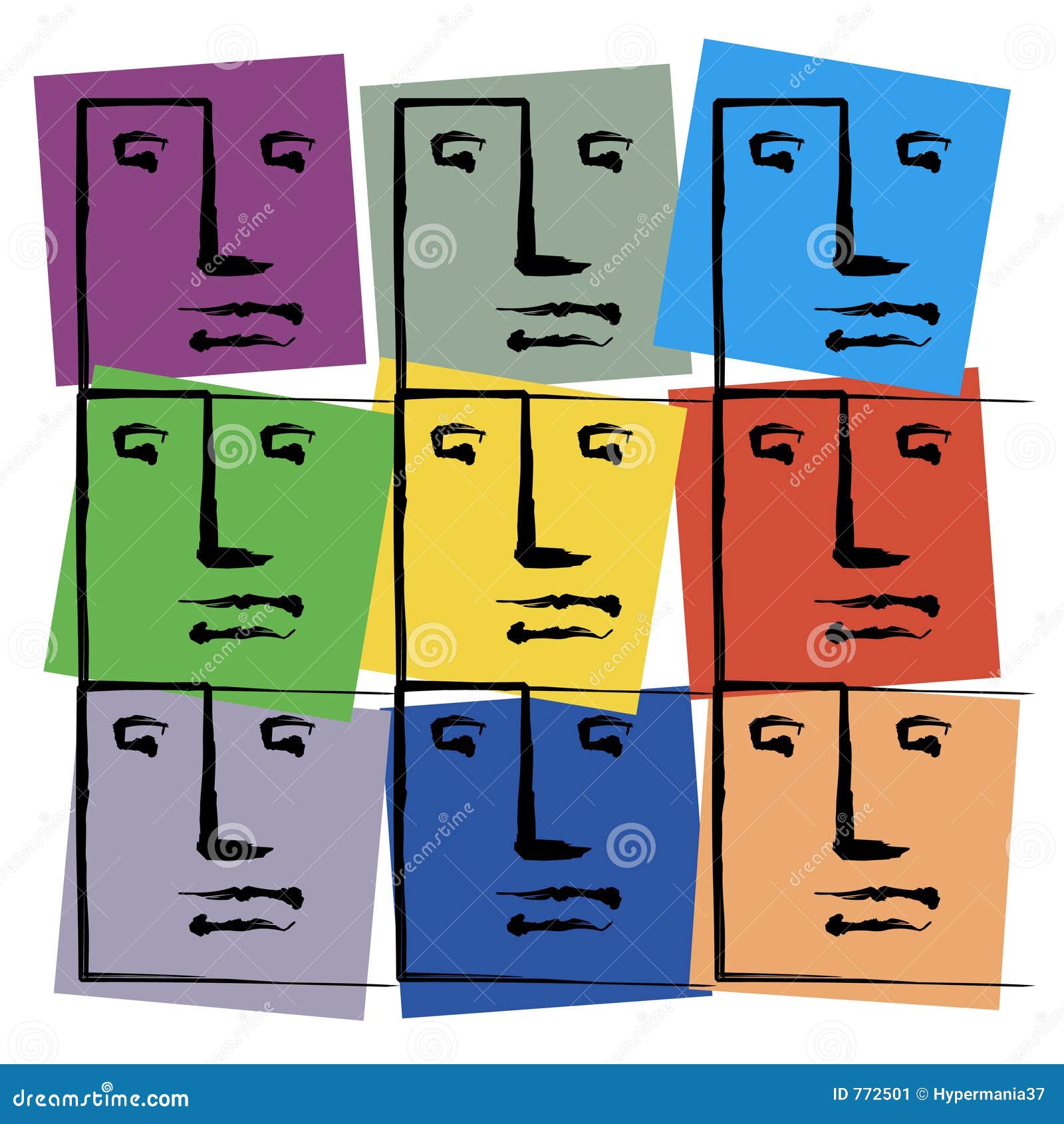 Coloured Faces stock illustration. Illustration of illustrations - 772501