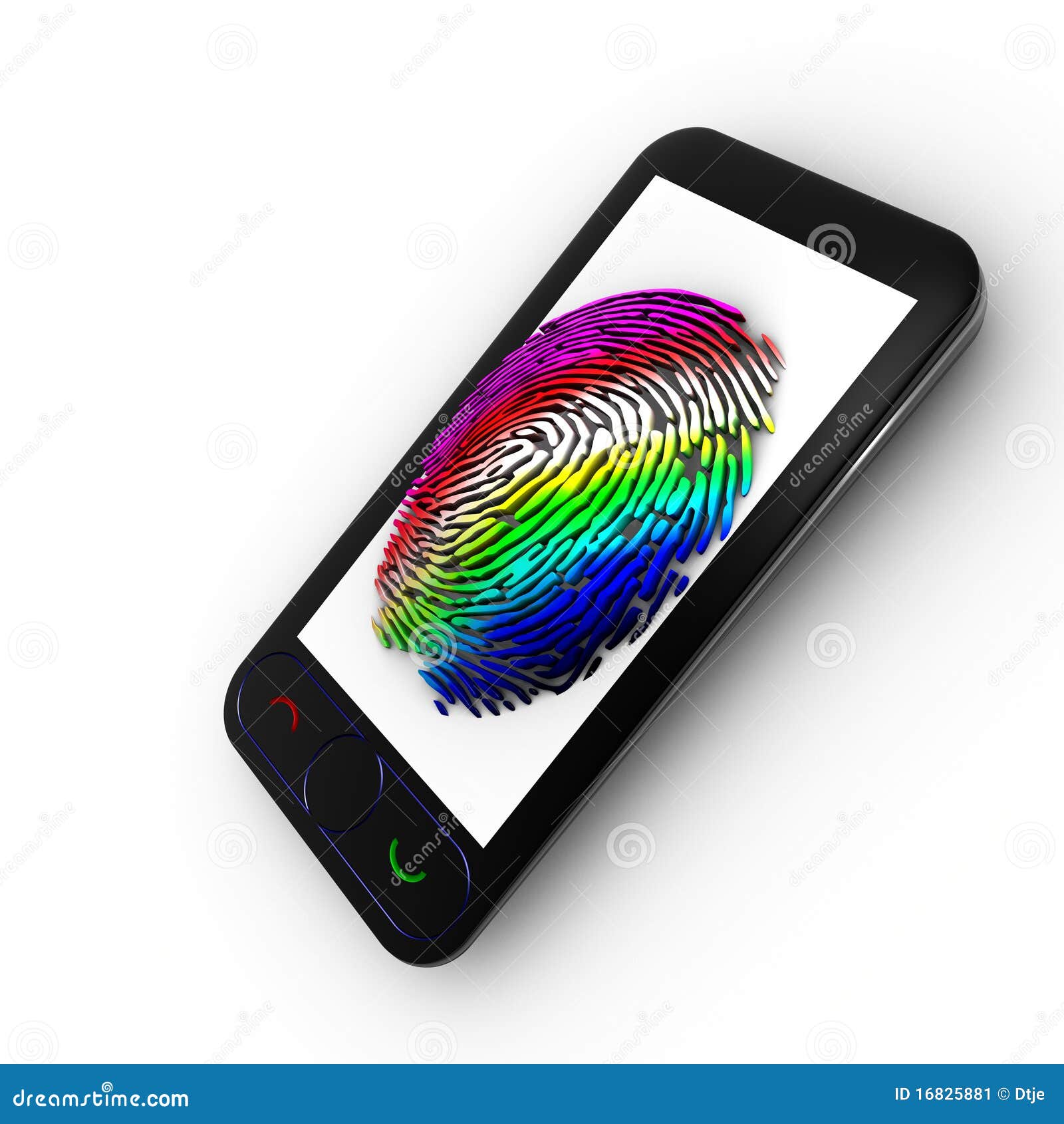 Coloured Fingerprint on a Mobile Stock Illustration - Illustration of ...