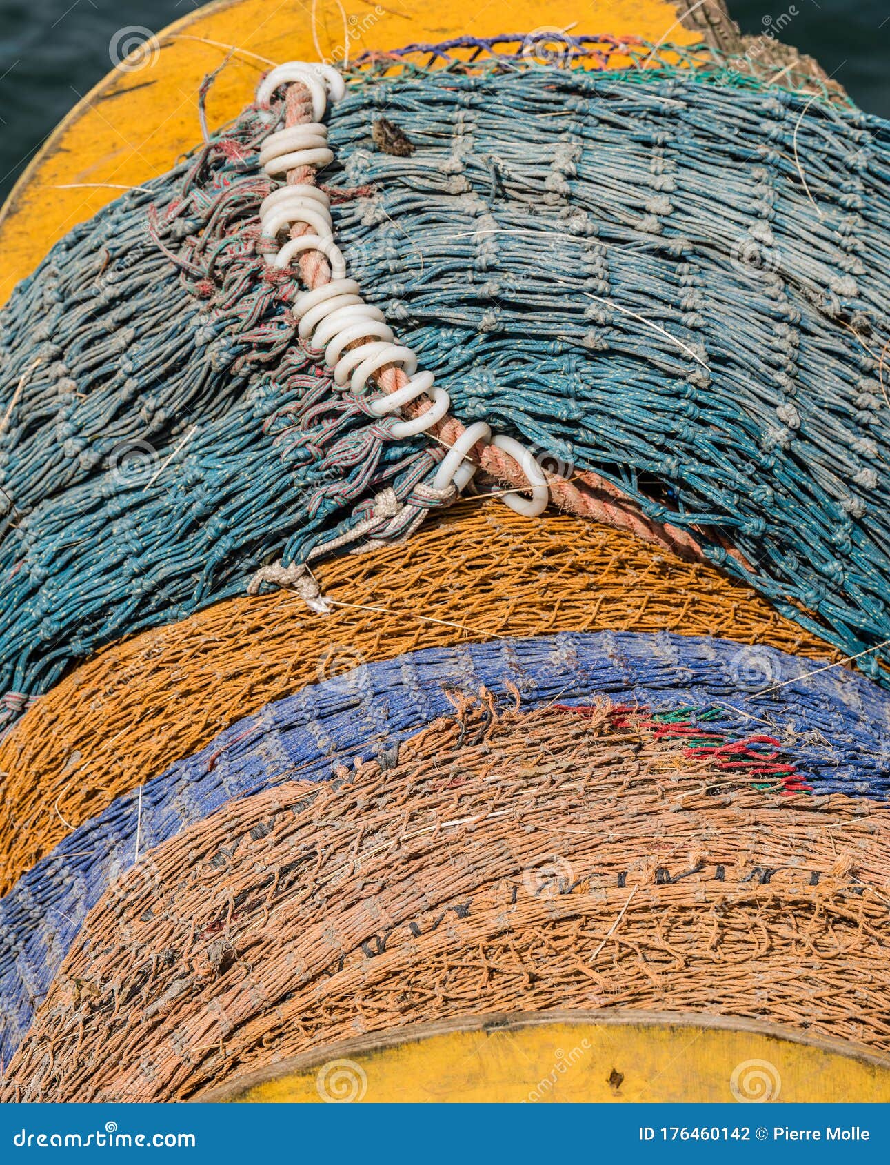Coloured Fishing Nets on Quay Stock Photo - Image of fish, natural ...