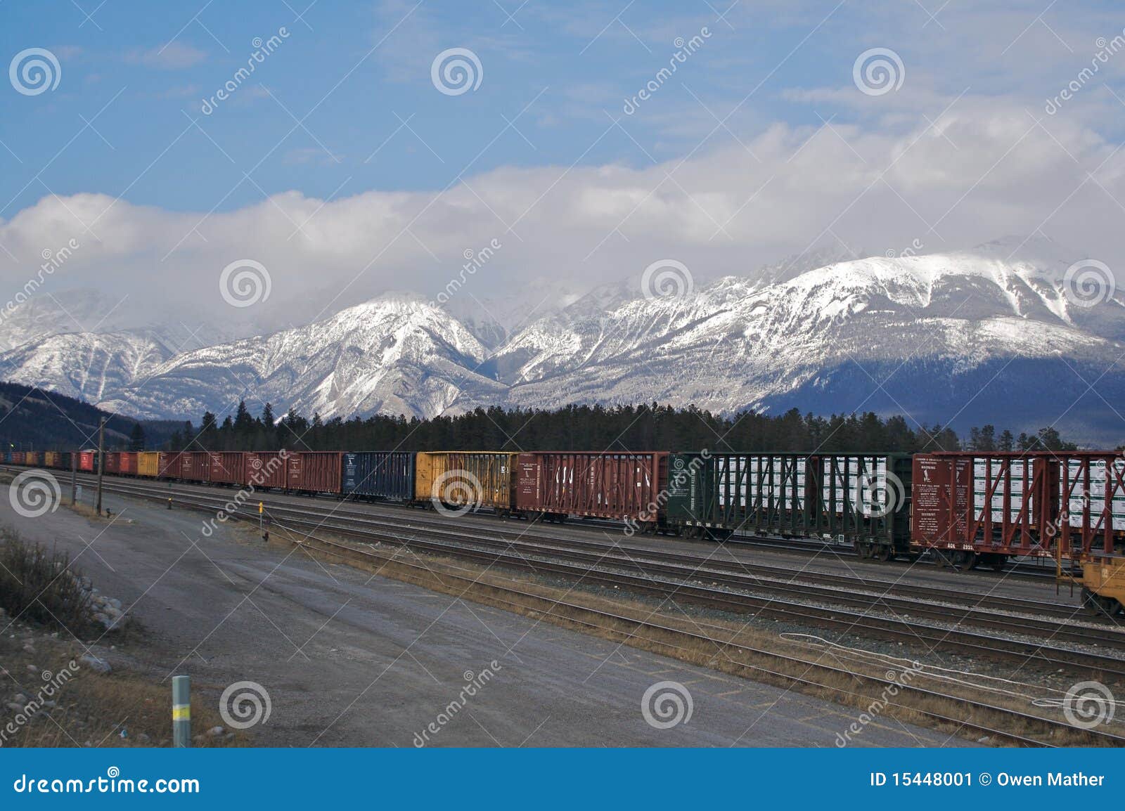 Coloured Freight Trains in Mountain 2 Stock Image - Image of transport ...