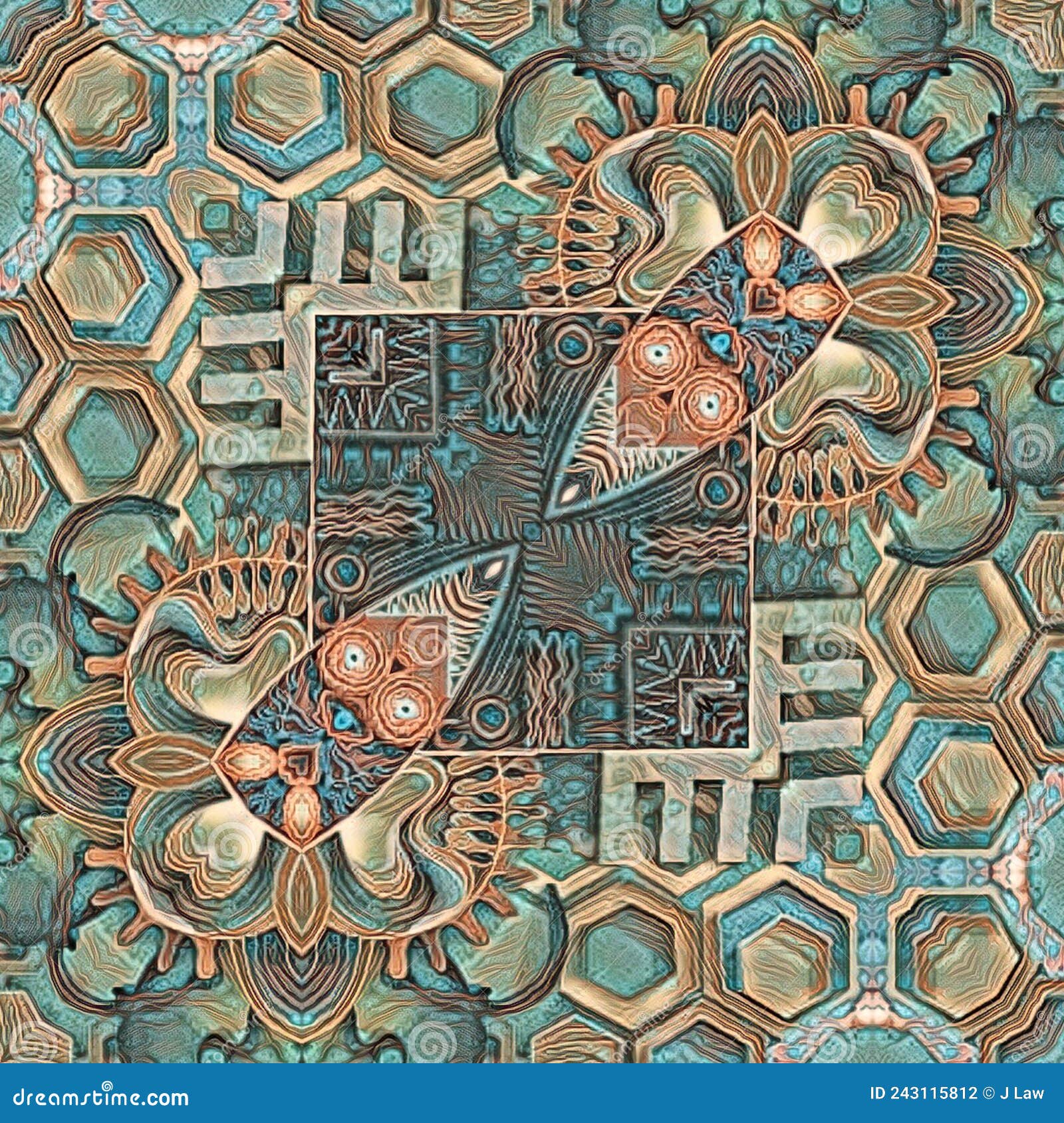 Coloured Geometric Curved and Linear Pattern and Square Format ...