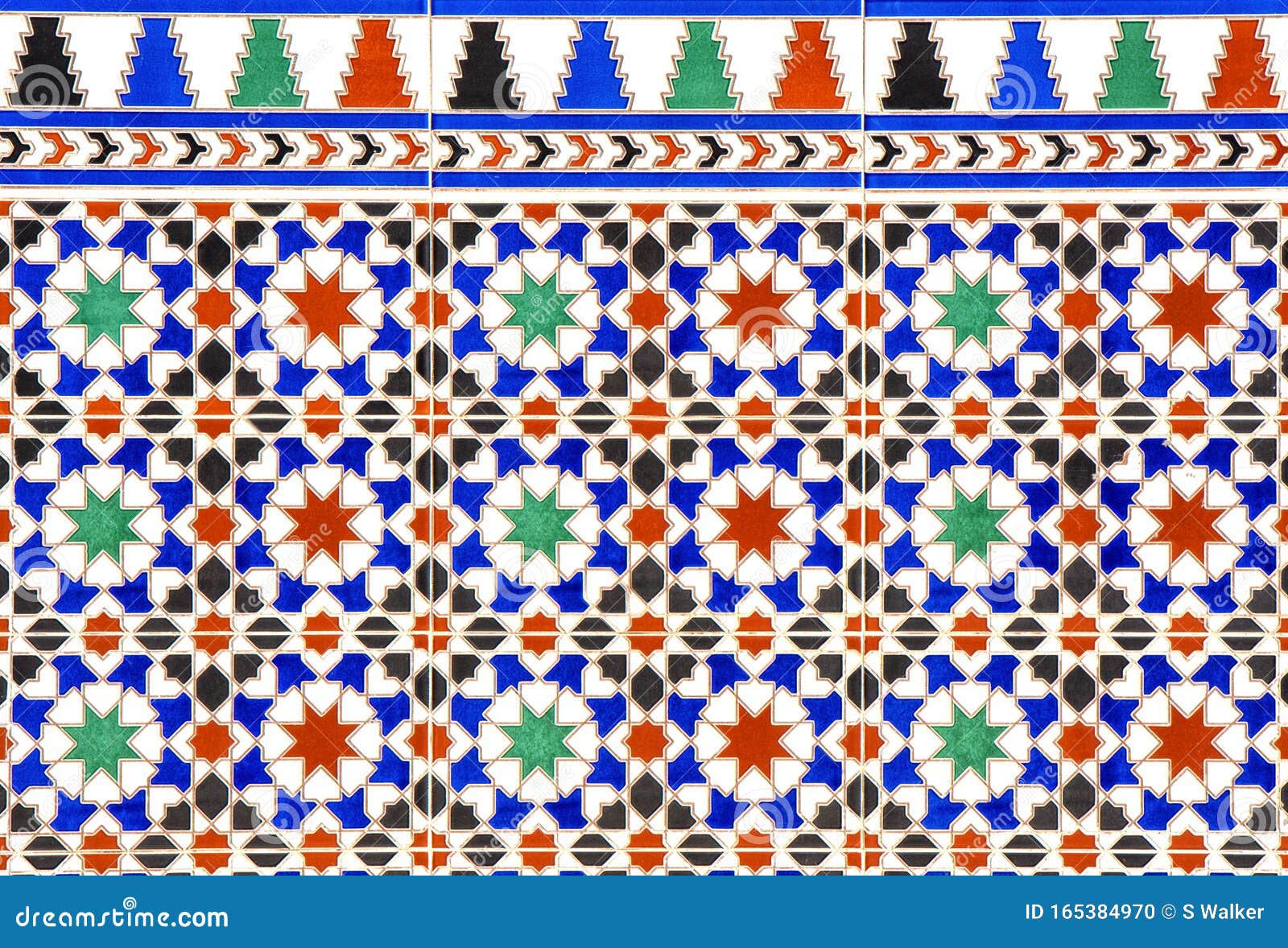Coloured and Geometrical Spanish Wall Tile Design. Stock Photo - Image ...